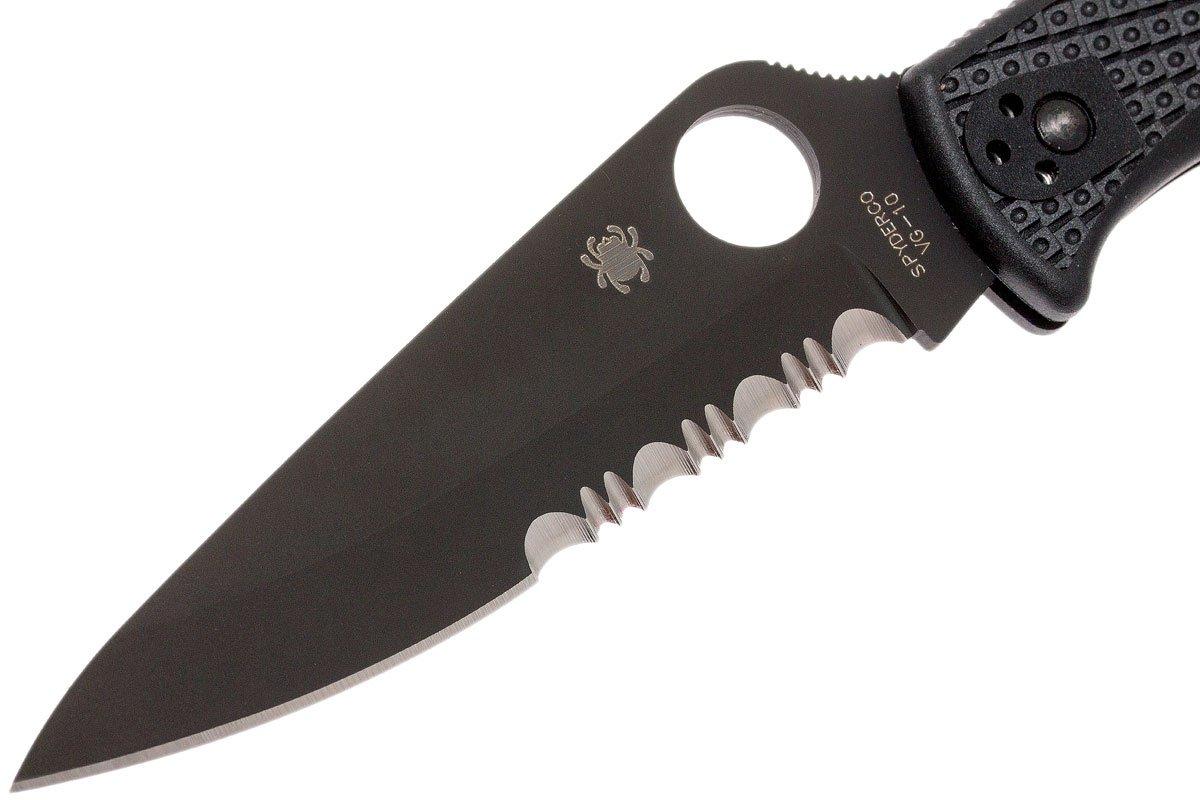 Spyderco Endura 4 Black C10PSBBK partly serrated pocket knife ...