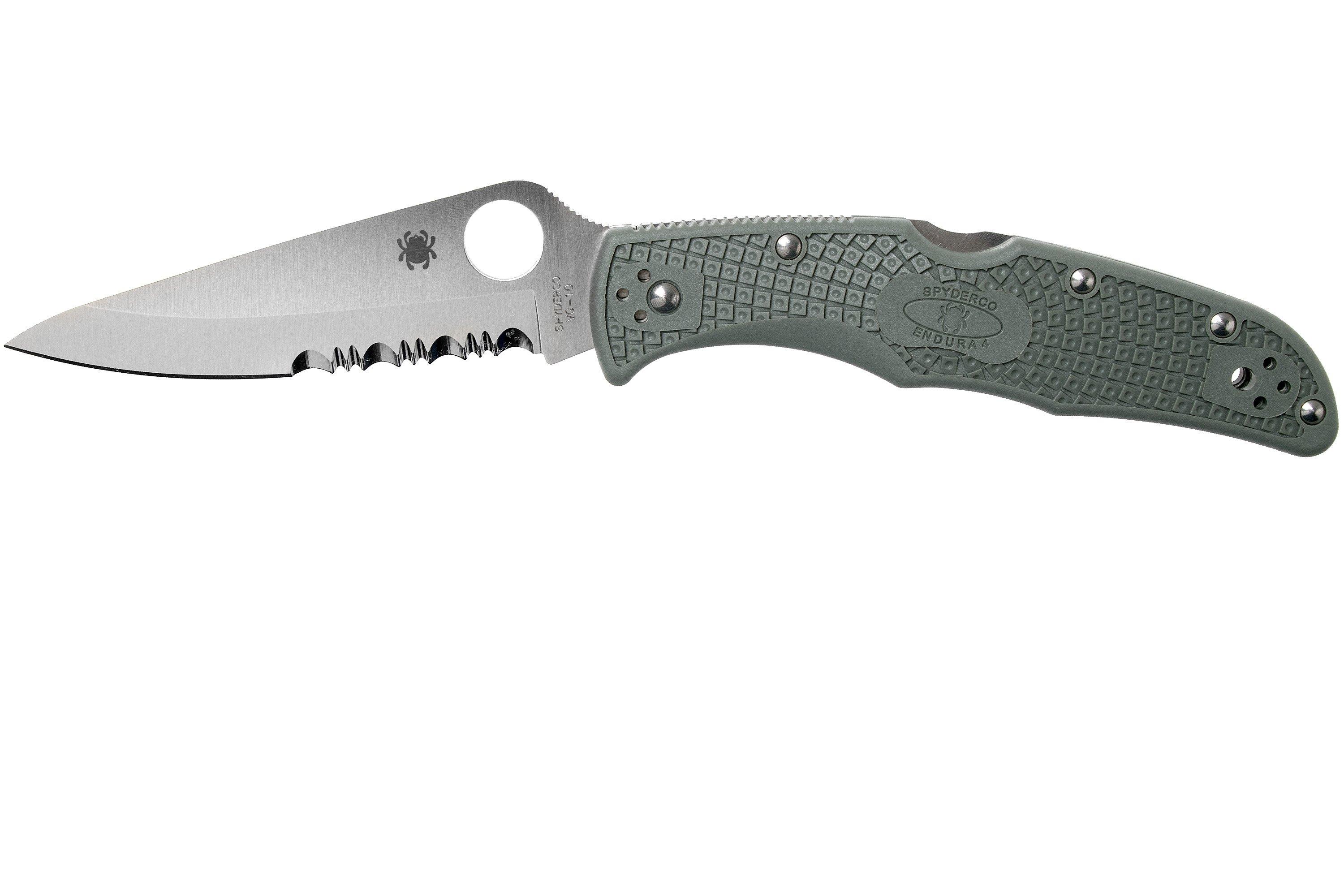 Spyderco Endura 4 Foliage Green C10PSFG partly serrated pocket knife ...