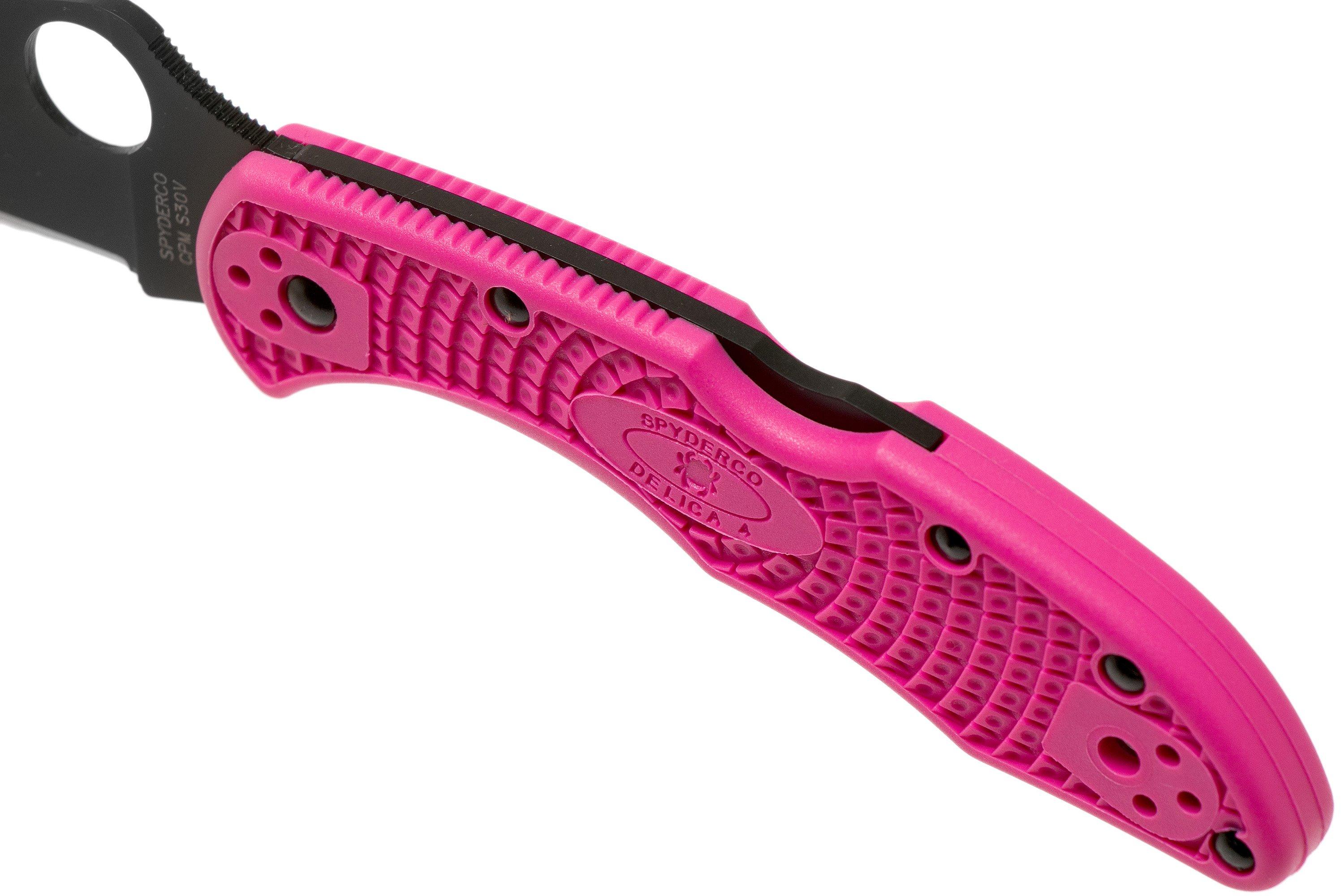 Spyderco Delica 4 Pink Black S30V C11FPPNS30VBK Pink Heals couteau de ...