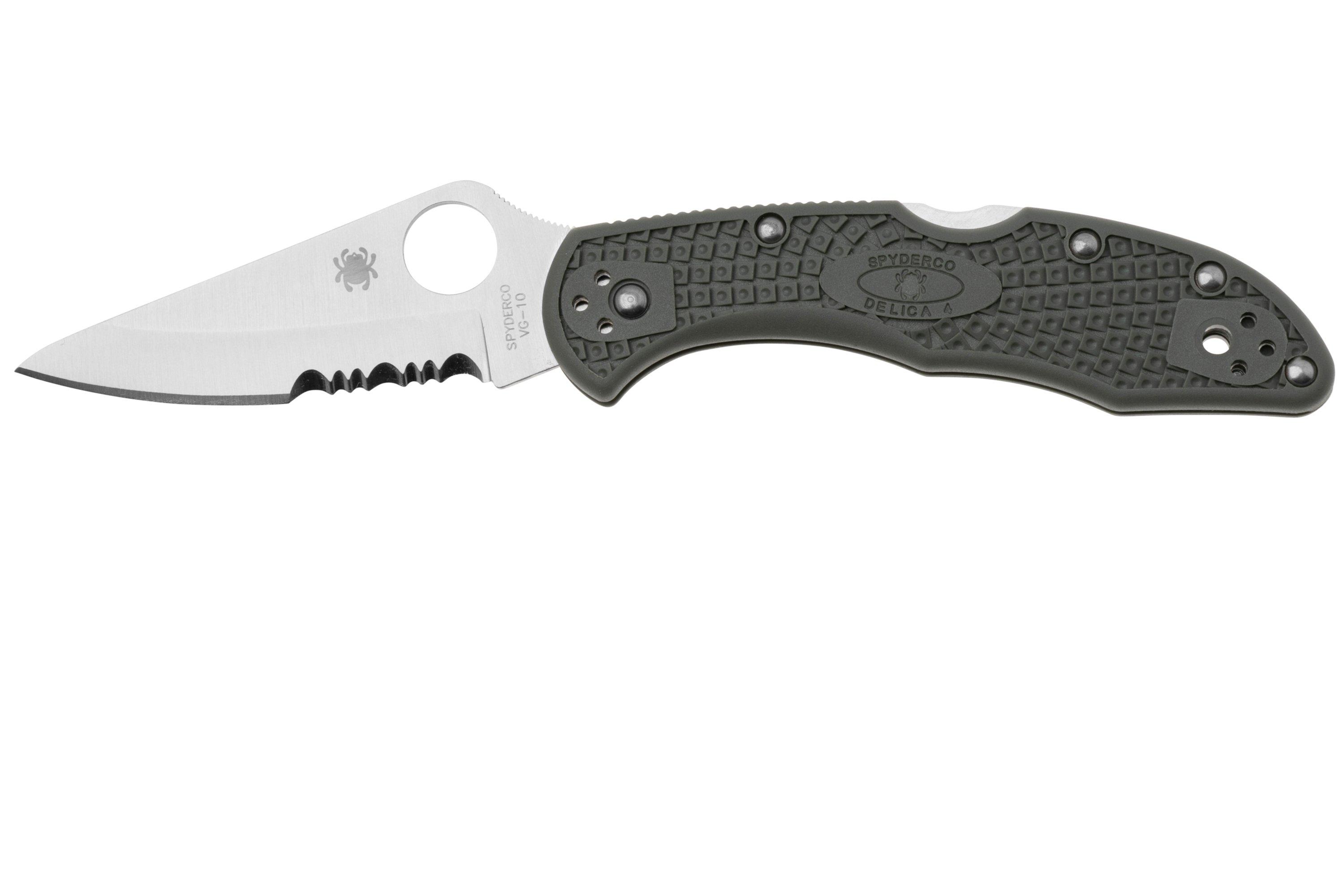 Spyderco Delica 4 Lightweight C11PSFG Foliage Green FRN, partially ...