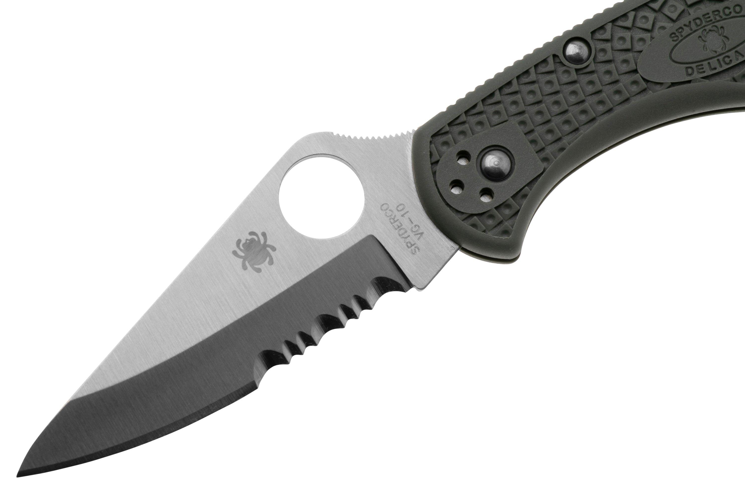 Spyderco Delica 4 Lightweight C11PSFG Foliage Green FRN, partially ...