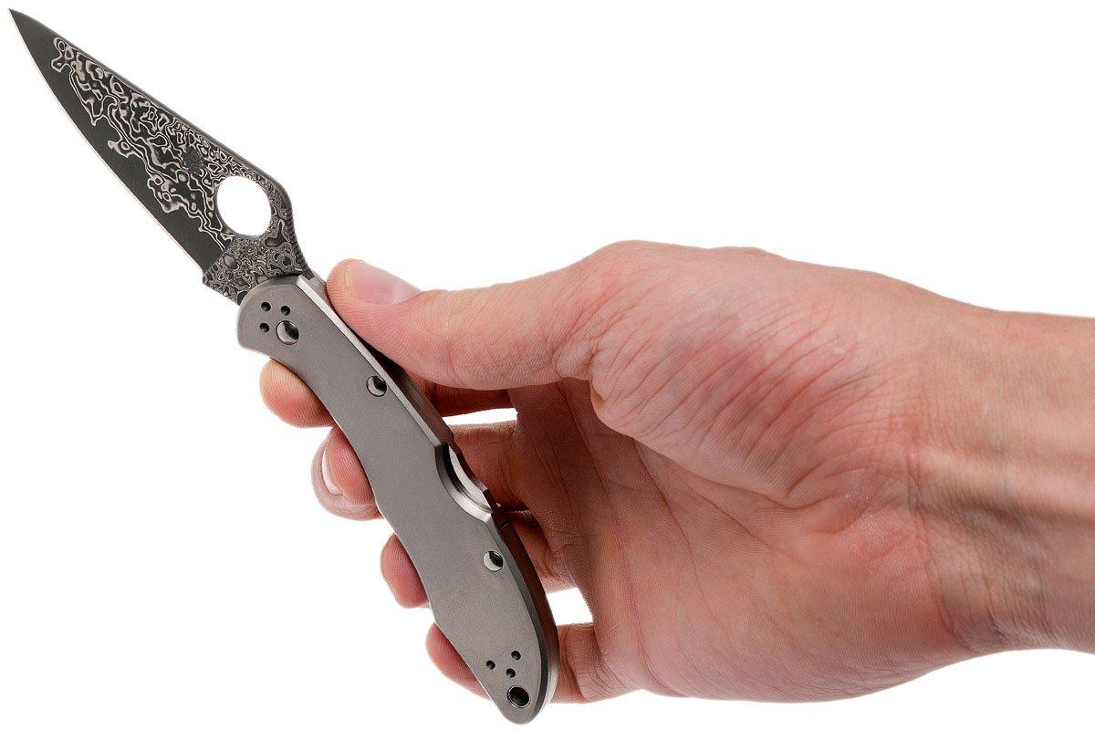 Spyderco Delica 4 Titanium Damascus C11TIPD pocket knife ...
