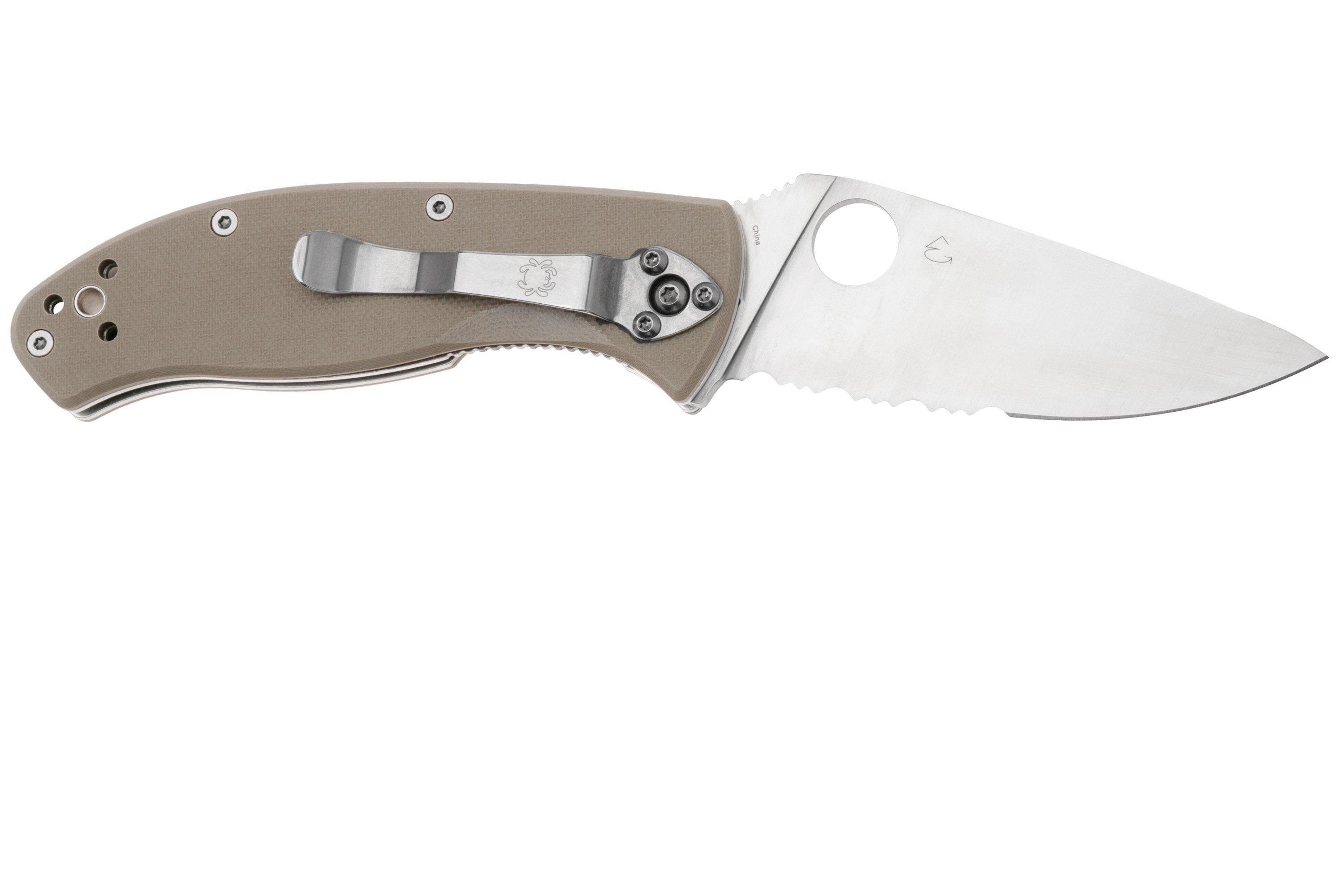 Spyderco Tenacious C122GBNM4PS, CPM M4, Brown G10, Taschenmesser mit Teilwellenschliff ...