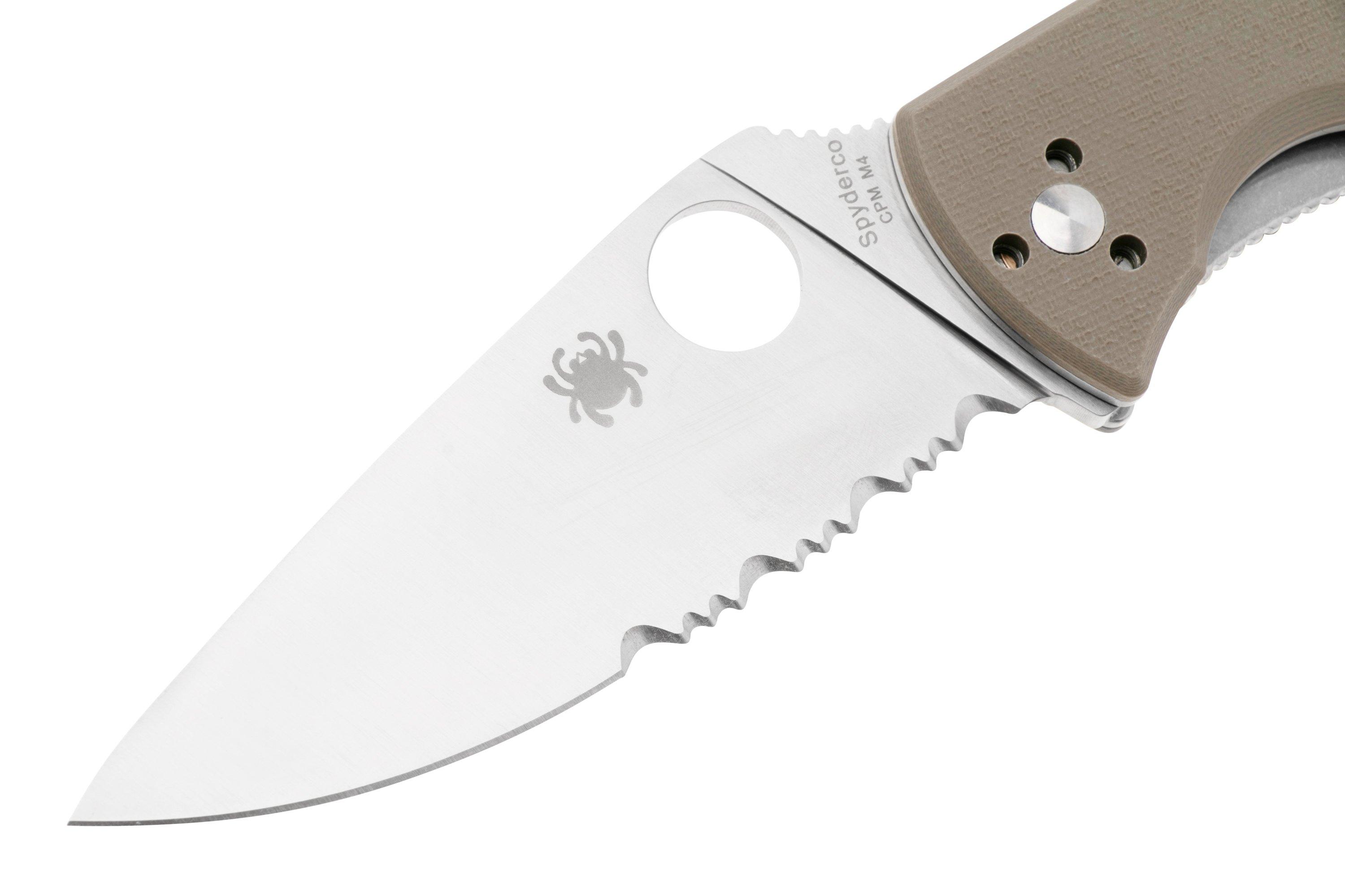 Spyderco Tenacious C122GBNM4PS, CPM M4, Brown G10, Taschenmesser mit Teilwellenschliff ...
