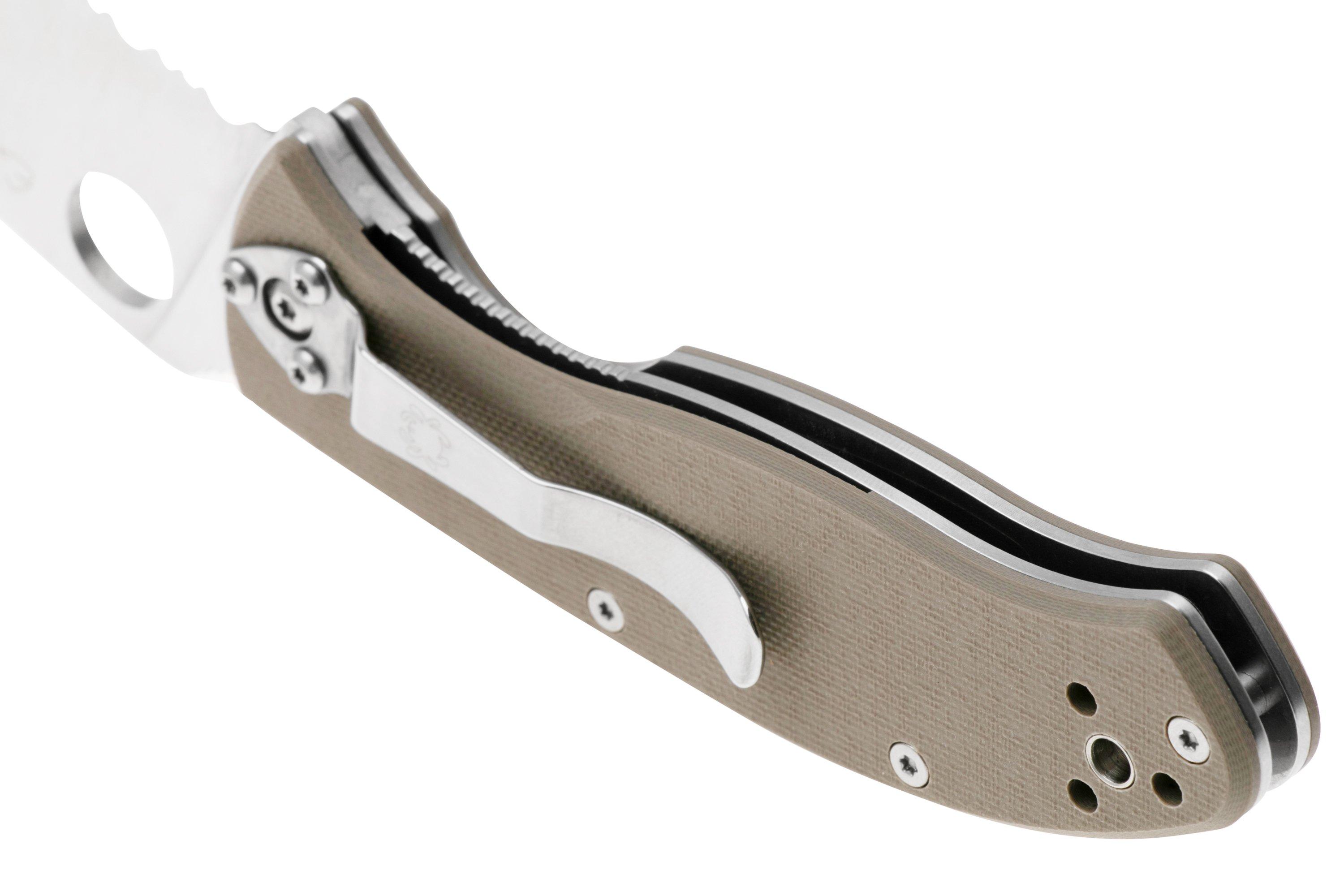 Spyderco Tenacious C122GBNM4PS, CPM M4, Brown G10, partially serrated ...