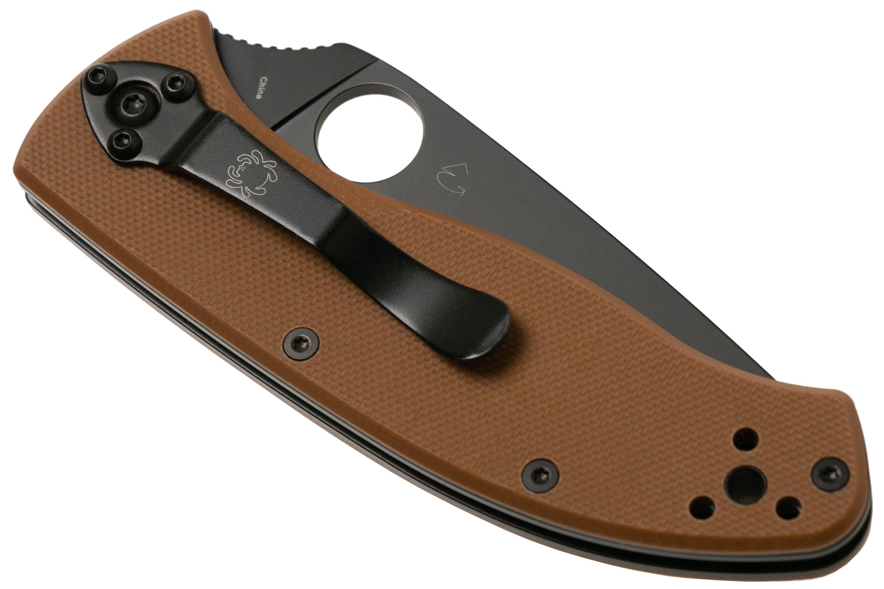 Spyderco Tenacious Brown Black C122GPBBN pocket knife | Advantageously ...