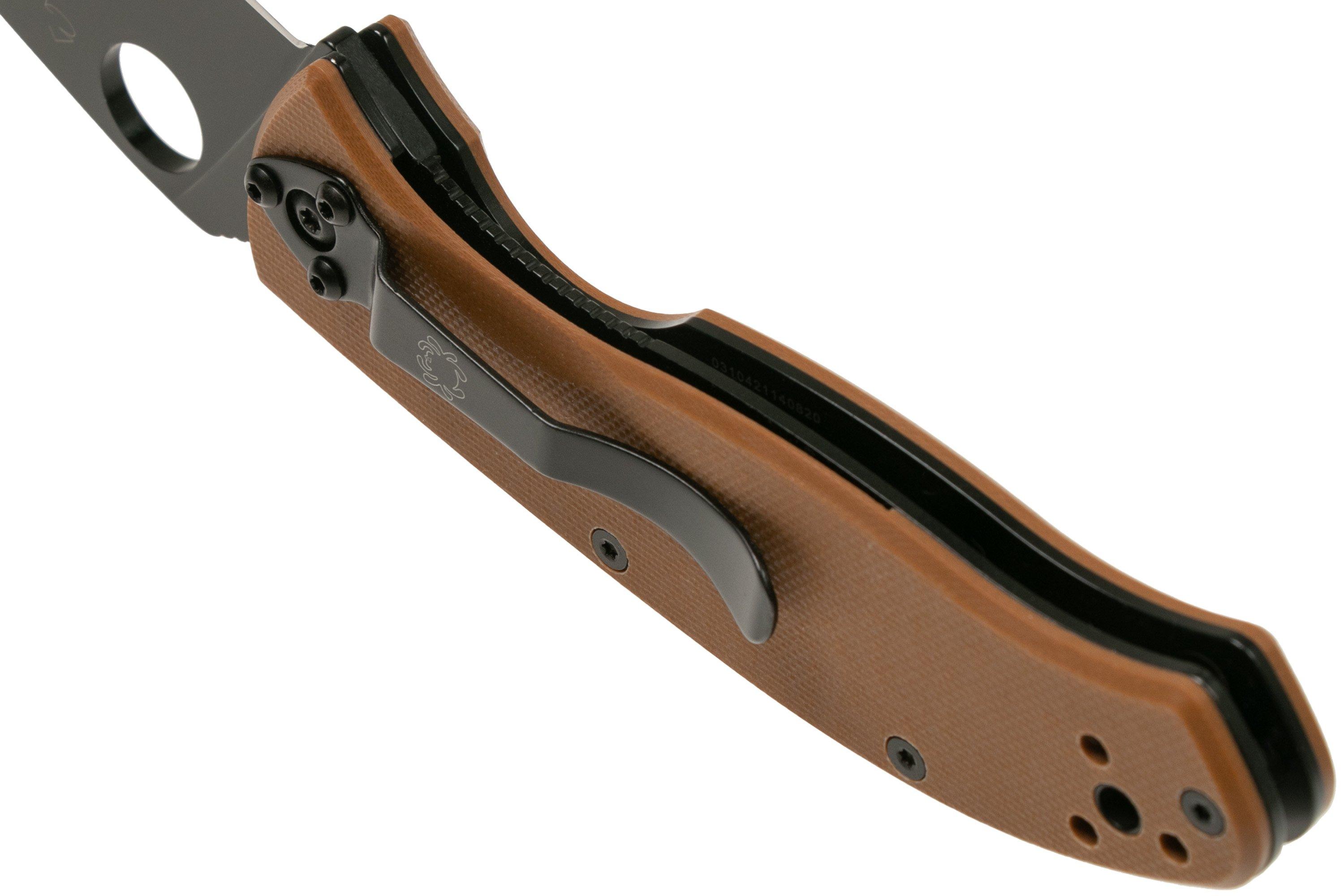 Spyderco Tenacious Brown Black C122GPBBN pocket knife | Advantageously ...