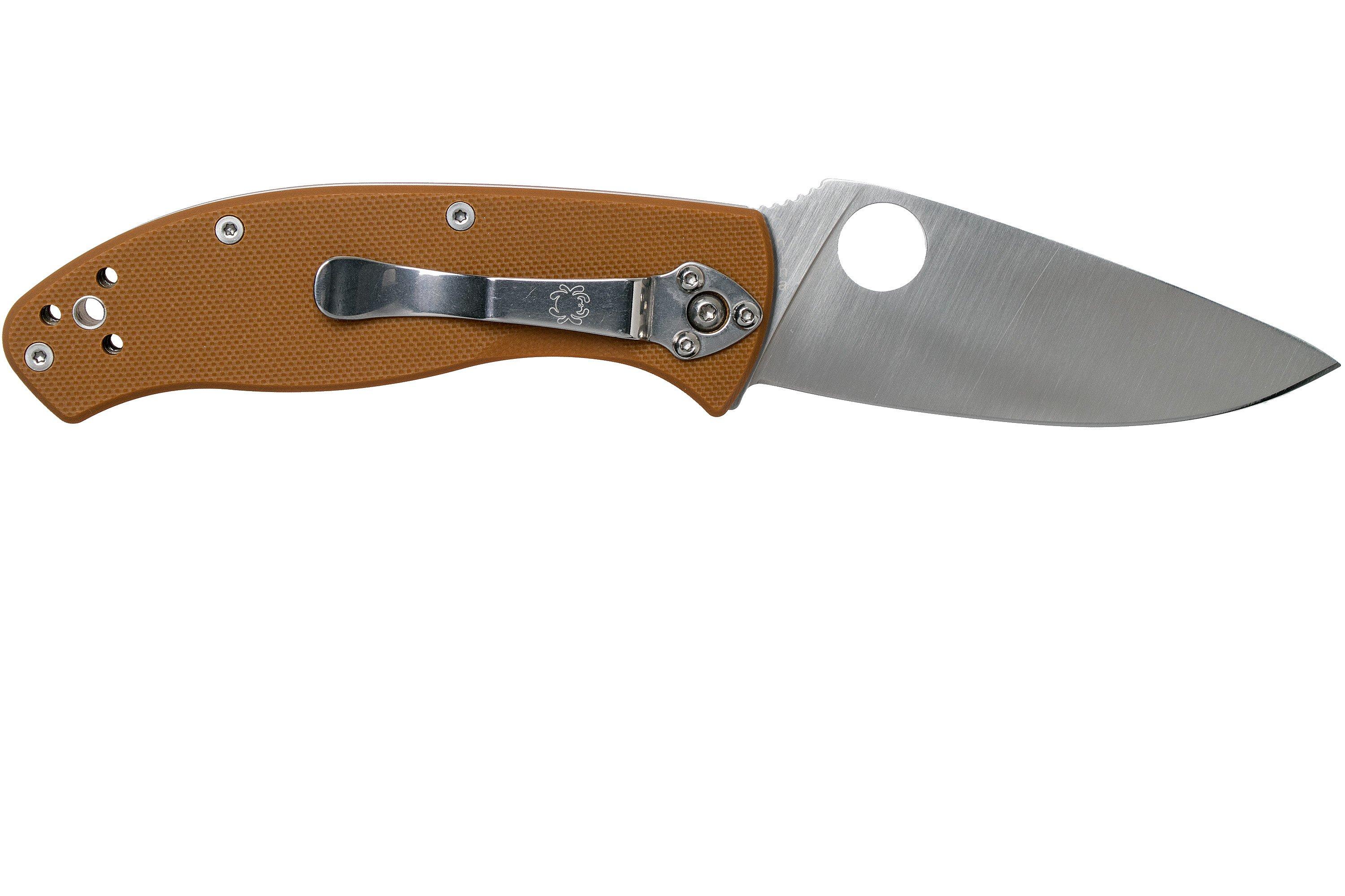 Spyderco Tenacious C122GPBN brown pocket knife, plain edge ...