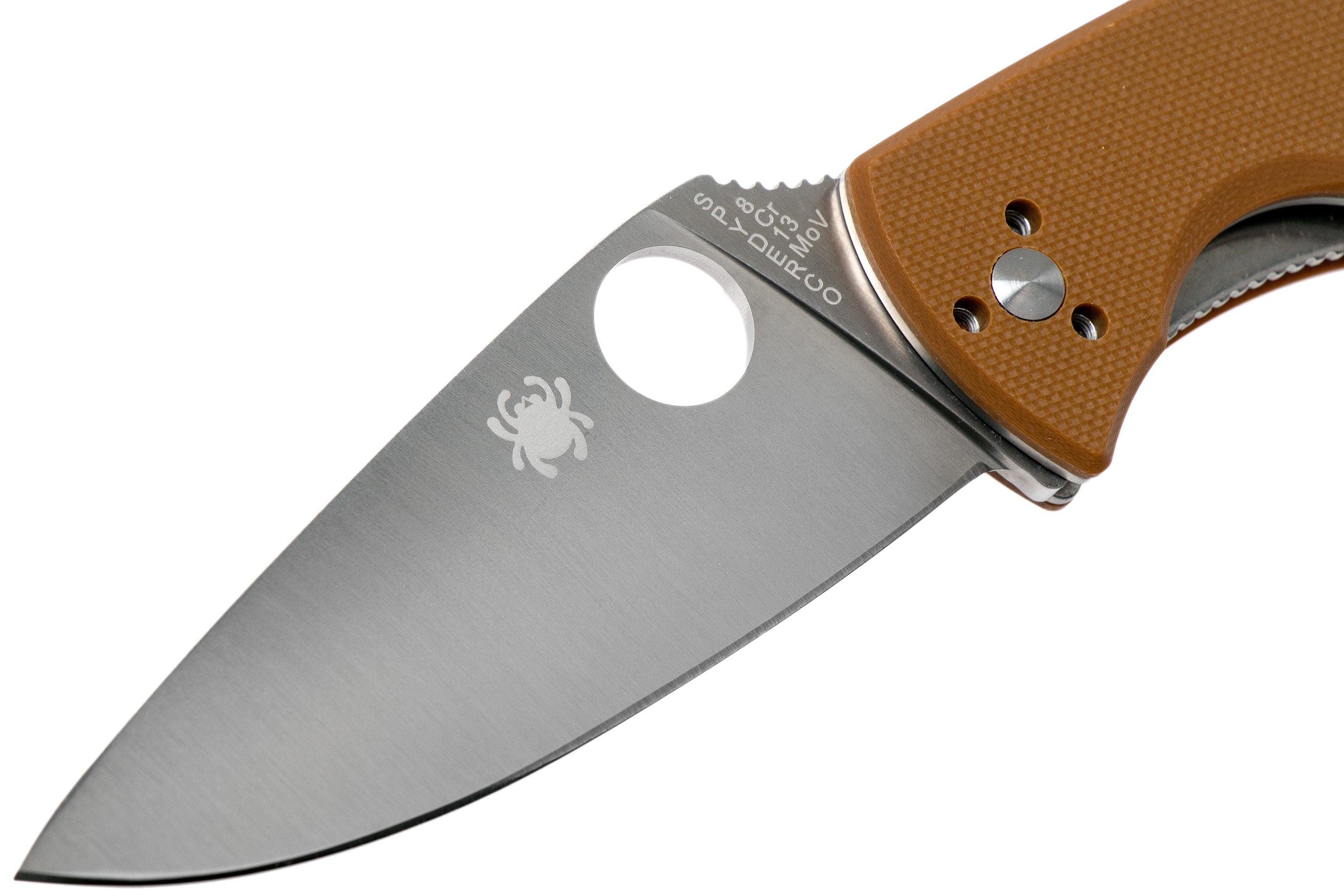 Spyderco Tenacious C122GPBN brown pocket knife, plain edge ...