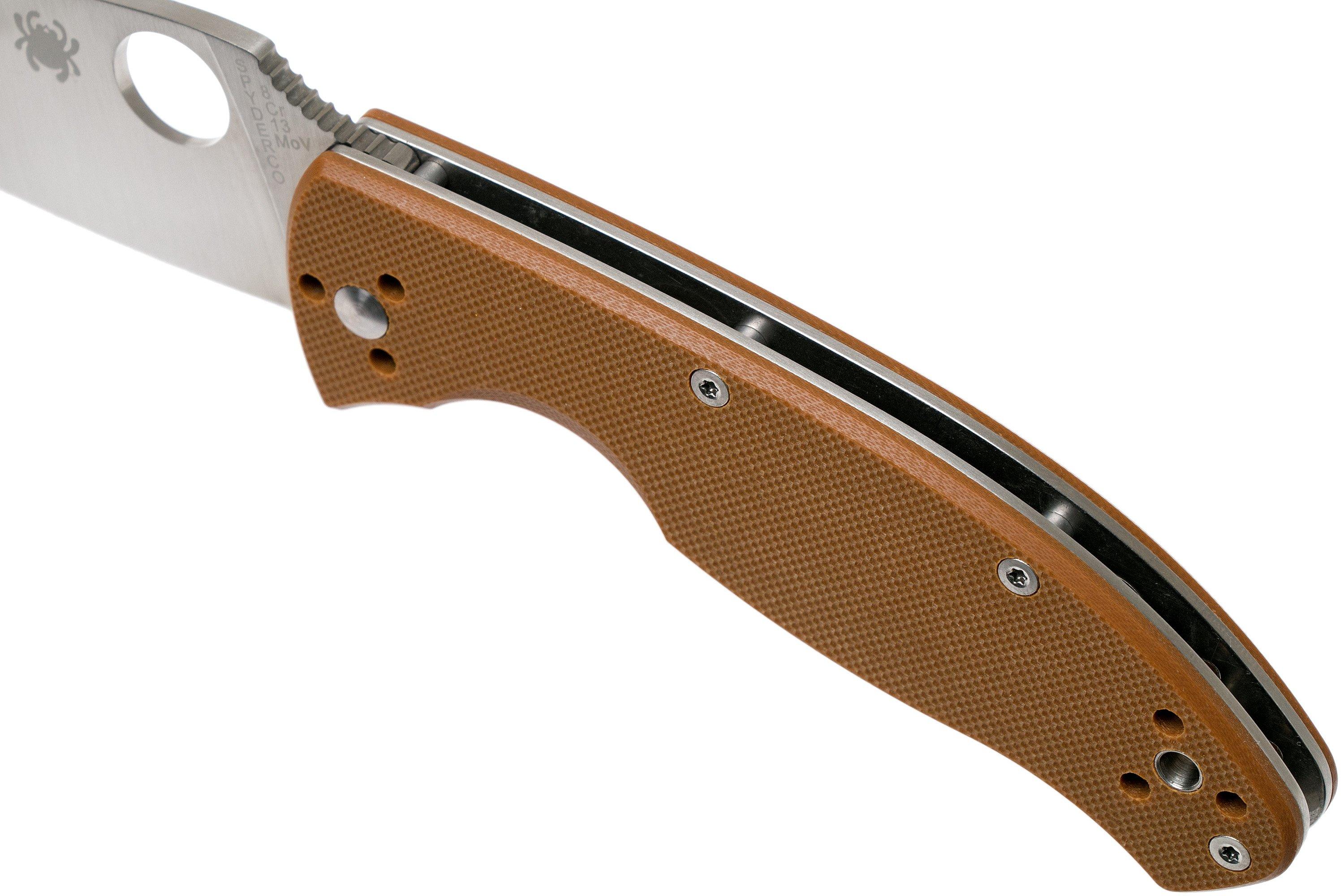 Spyderco Tenacious C122GPBN brown pocket knife, plain edge ...
