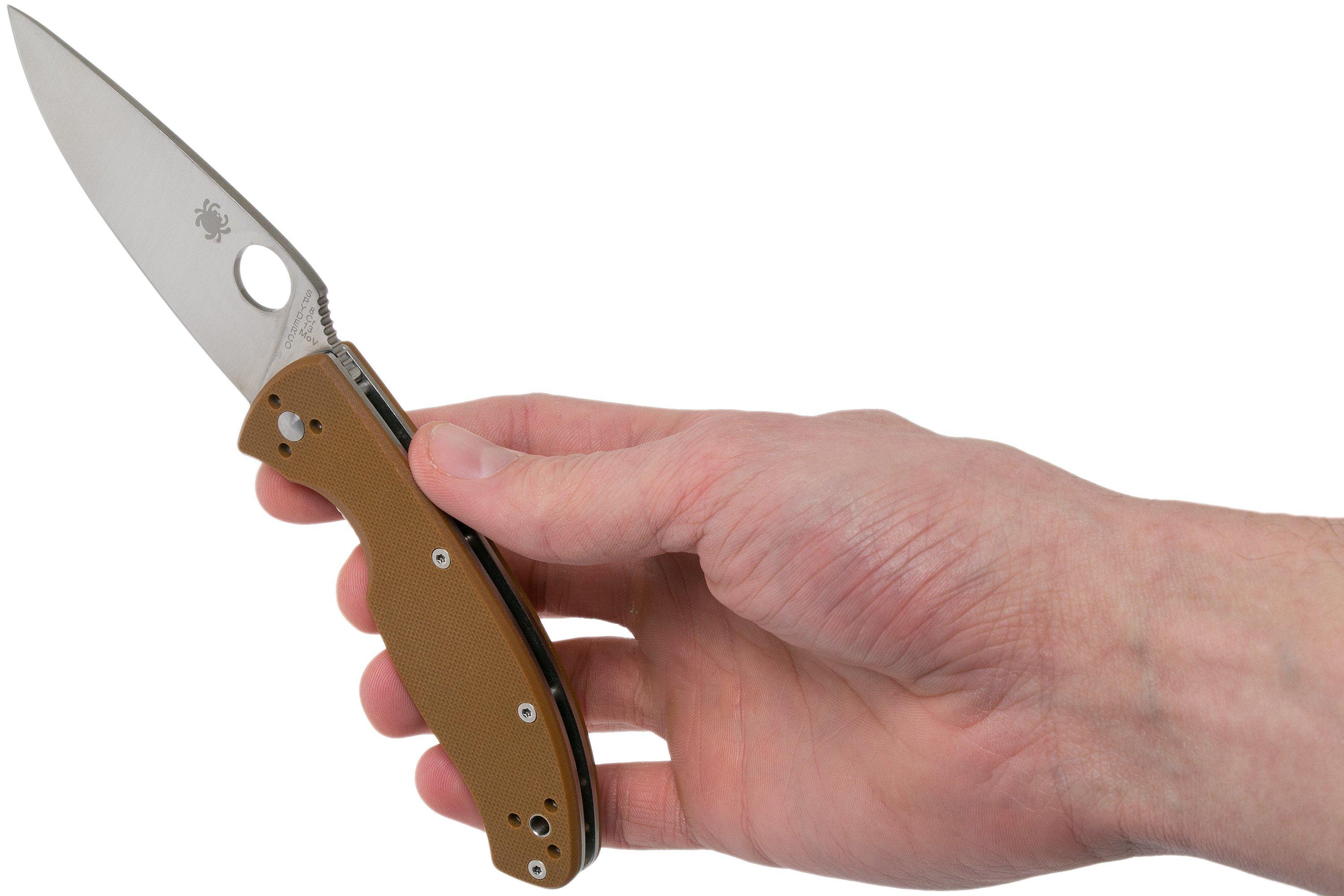 Spyderco Tenacious C122GPBN brown pocket knife, plain edge ...