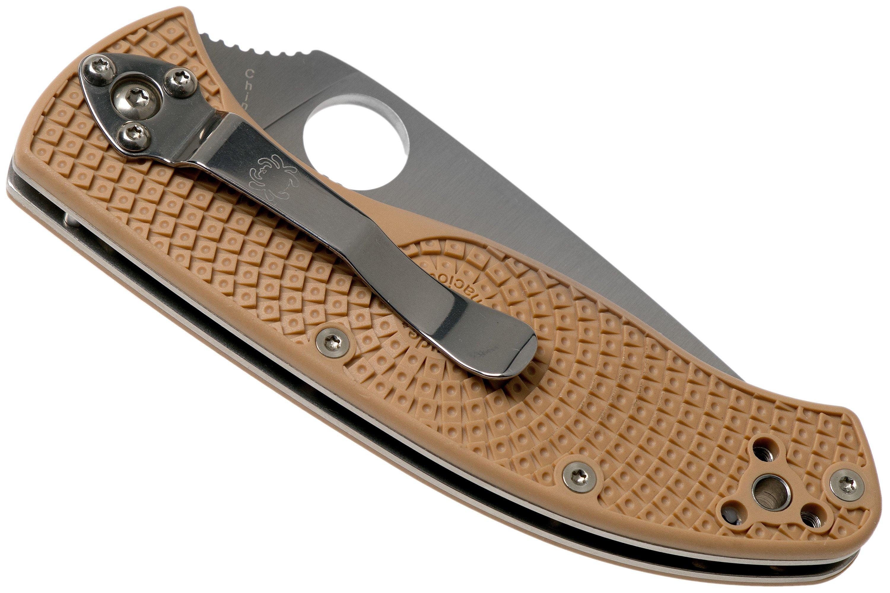 Spyderco Tenacious Lightweight Tan C122PSTN FRN partly serrated pocket ...