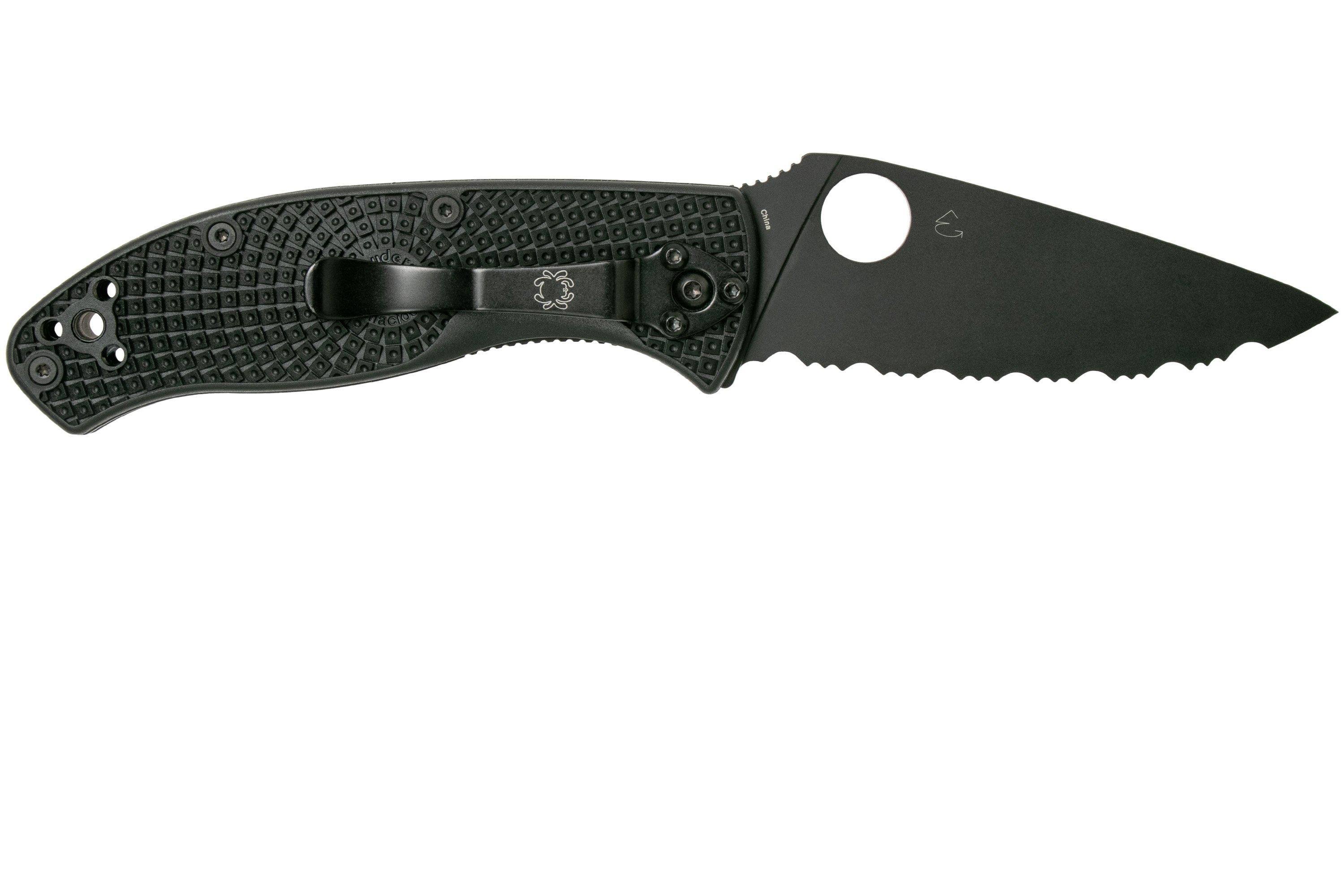 Spyderco Tenacious Lightweight Black C122SBBK FRN serrated pocket knife ...