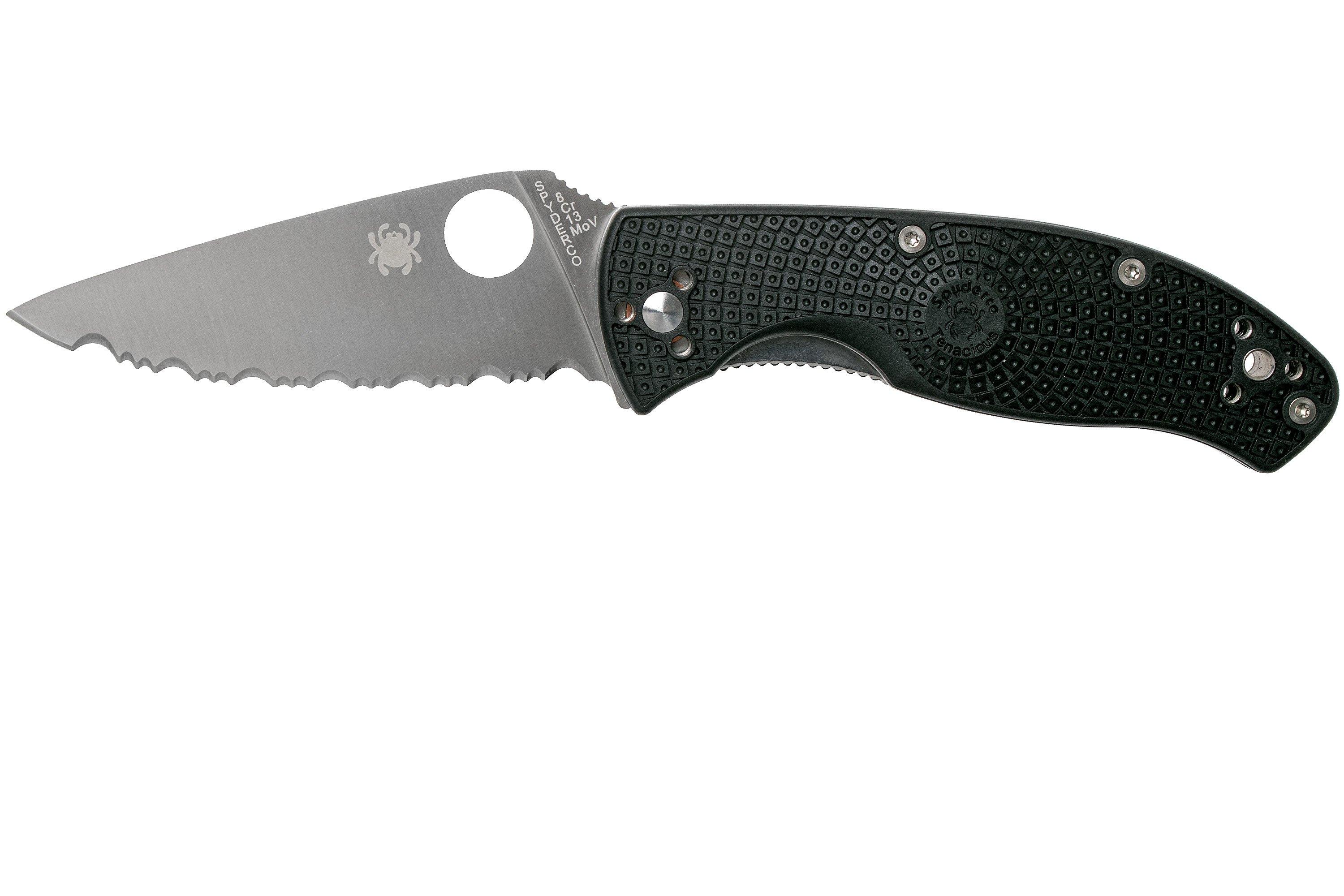 Spyderco Tenacious Light-weight C122SBK FRN serrated pocket knife ...