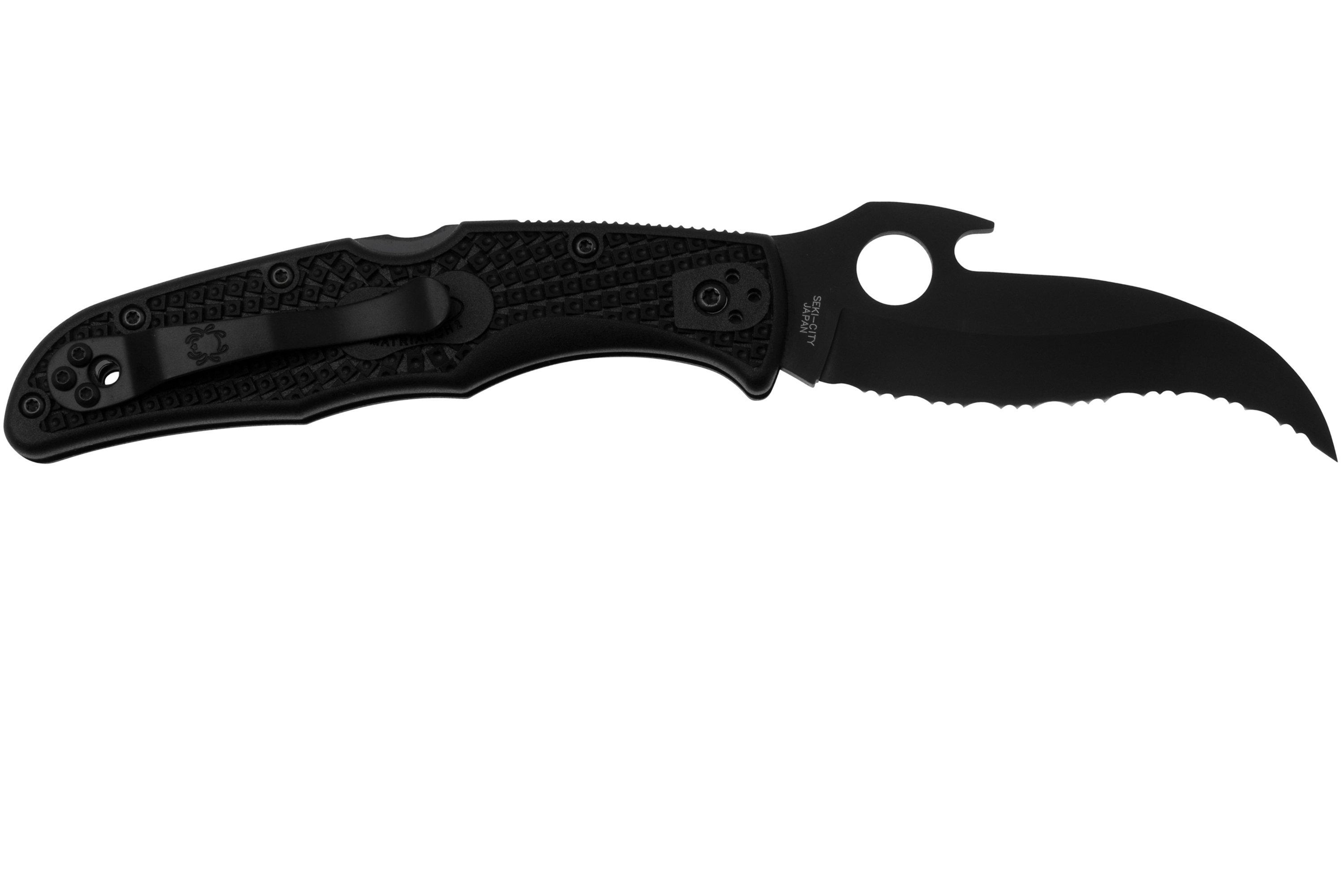 Spyderco Matriarch 2 Emerson Opener Black C12SBBK2W Black FRN, serrated ...