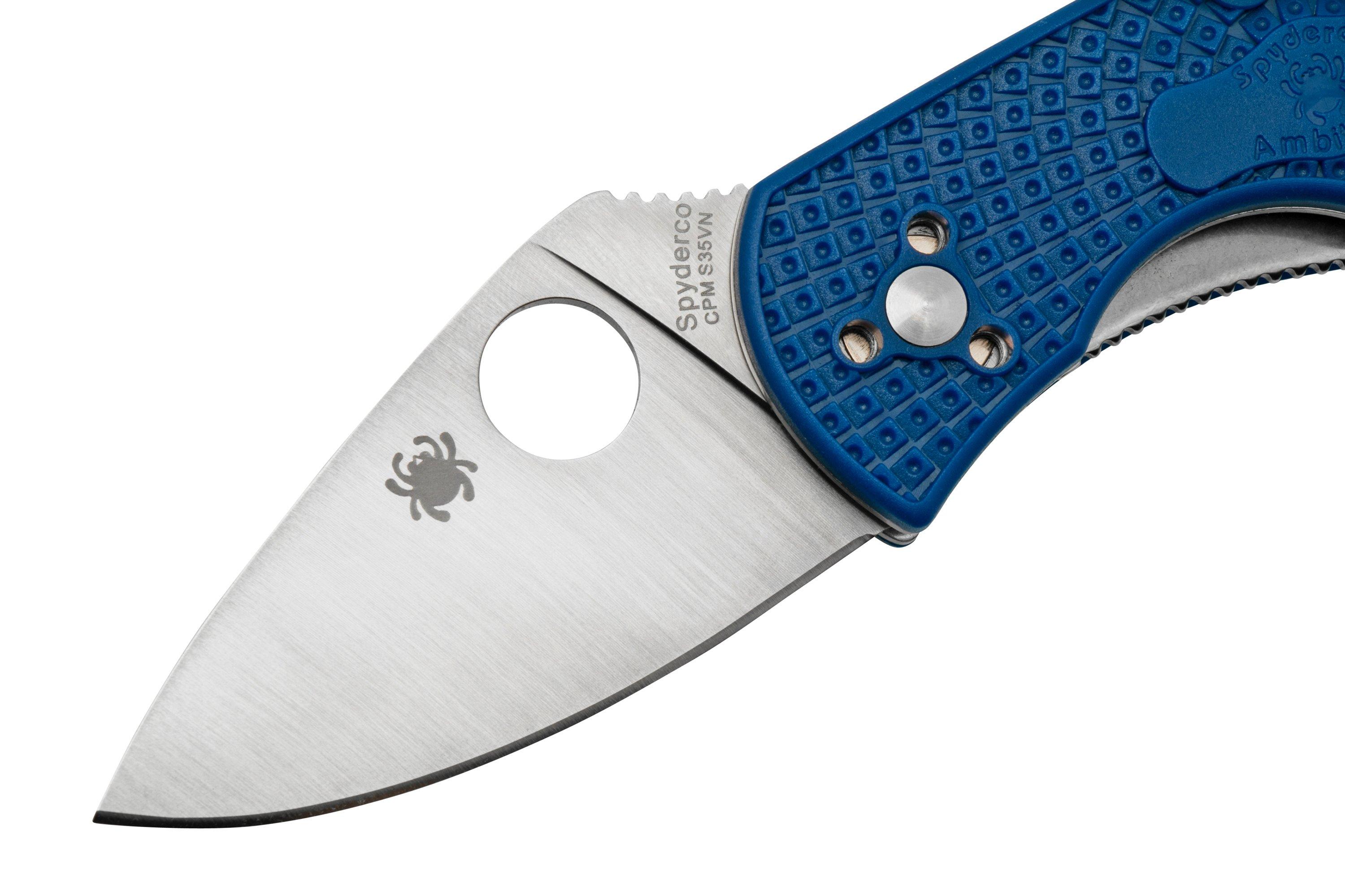 Spyderco Ambitious Lightweight C148PBL, CPM S35VN, blue pocket knife ...