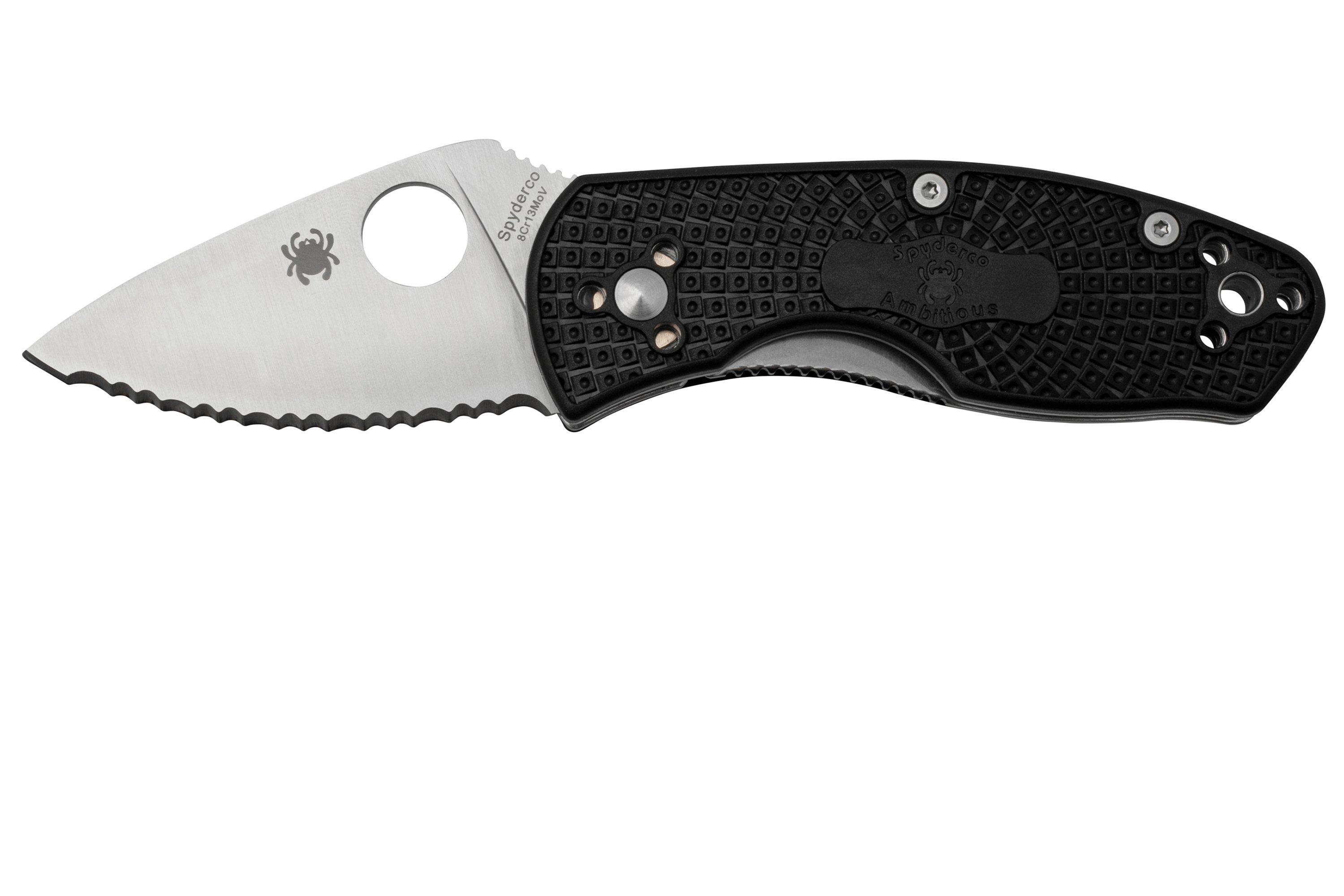 Spyderco Ambitious Lightweight C148SBK serrated pocket knife ...