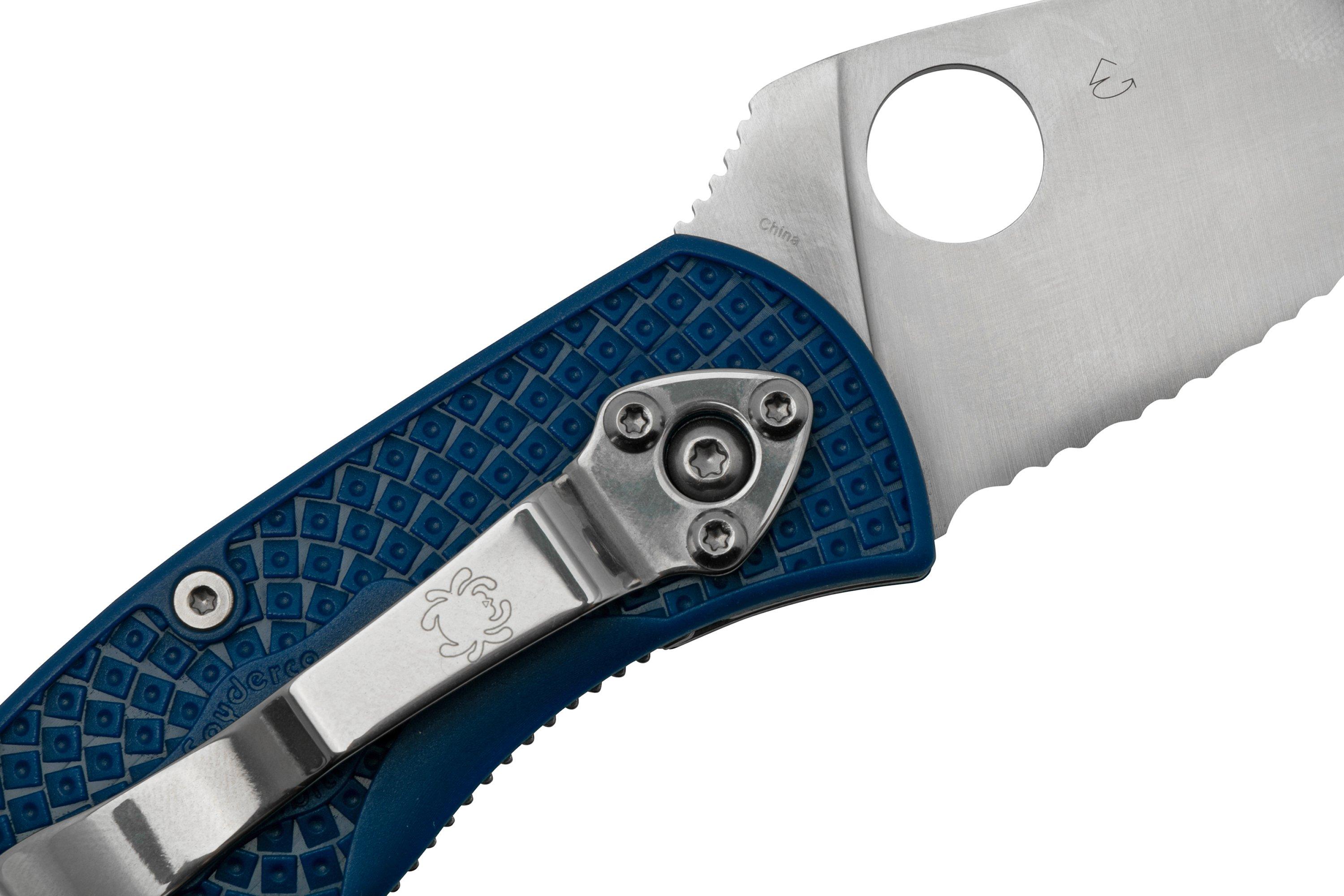 Spyderco Ambitious Lightweight S35VN Blue C148SBL serrated pocket knife ...