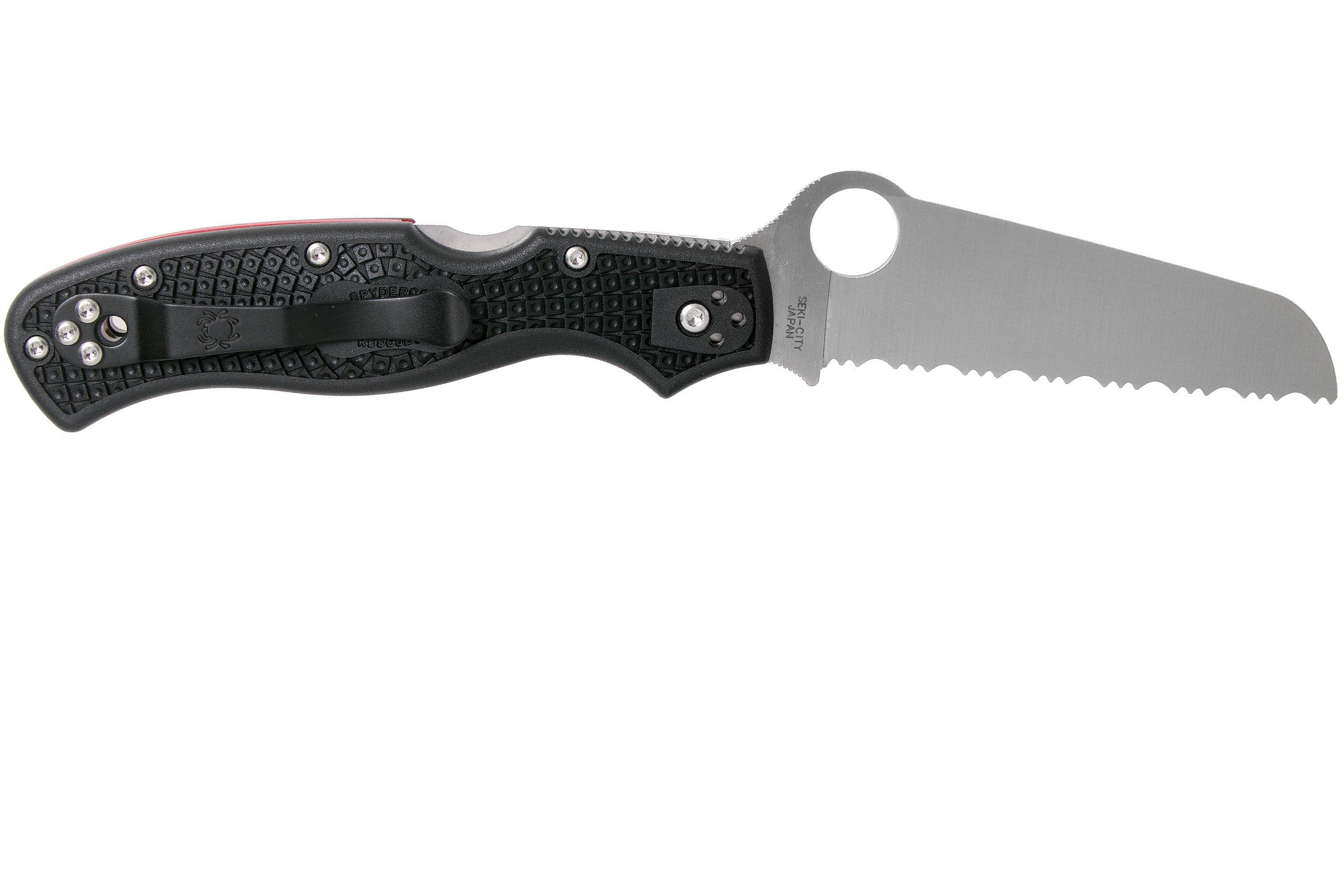 Spyderco Rescue 3 Thin Red Line C14FSBKRD3 serrated rescue knife ...