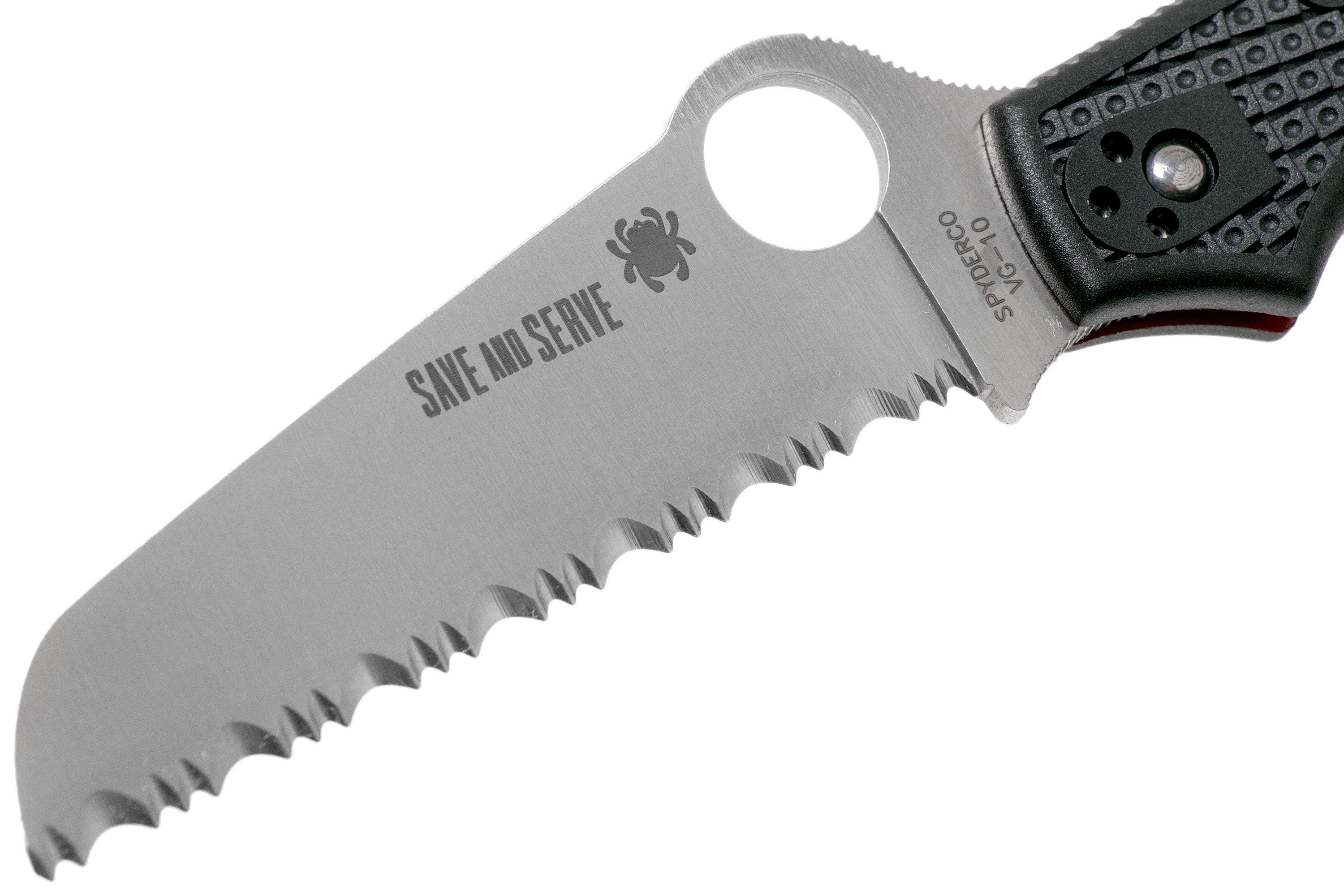 Spyderco Rescue 3 Thin Red Line C14FSBKRD3 serrated rescue knife ...