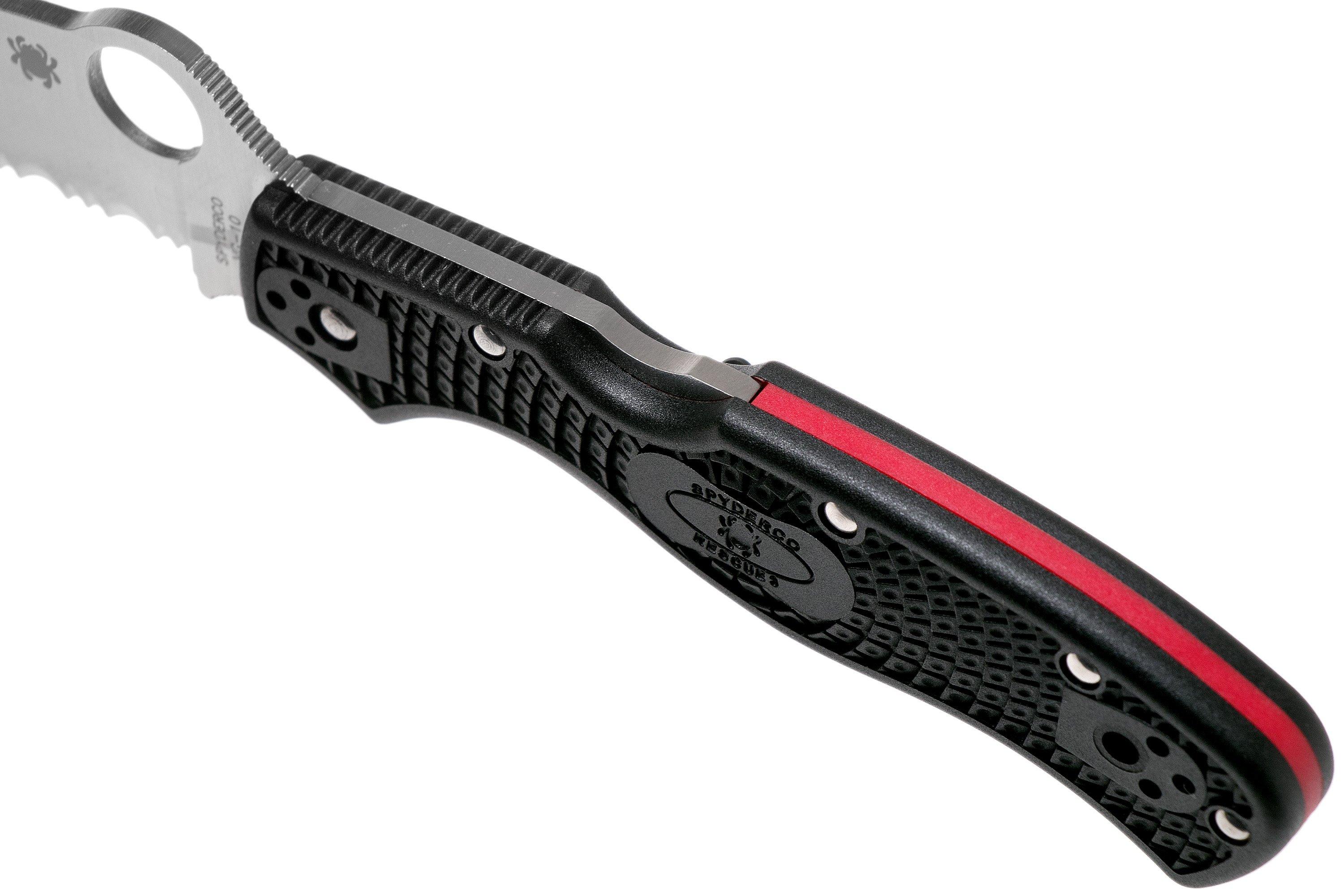 Spyderco Rescue 3 Thin Red Line C14FSBKRD3 serrated rescue knife ...