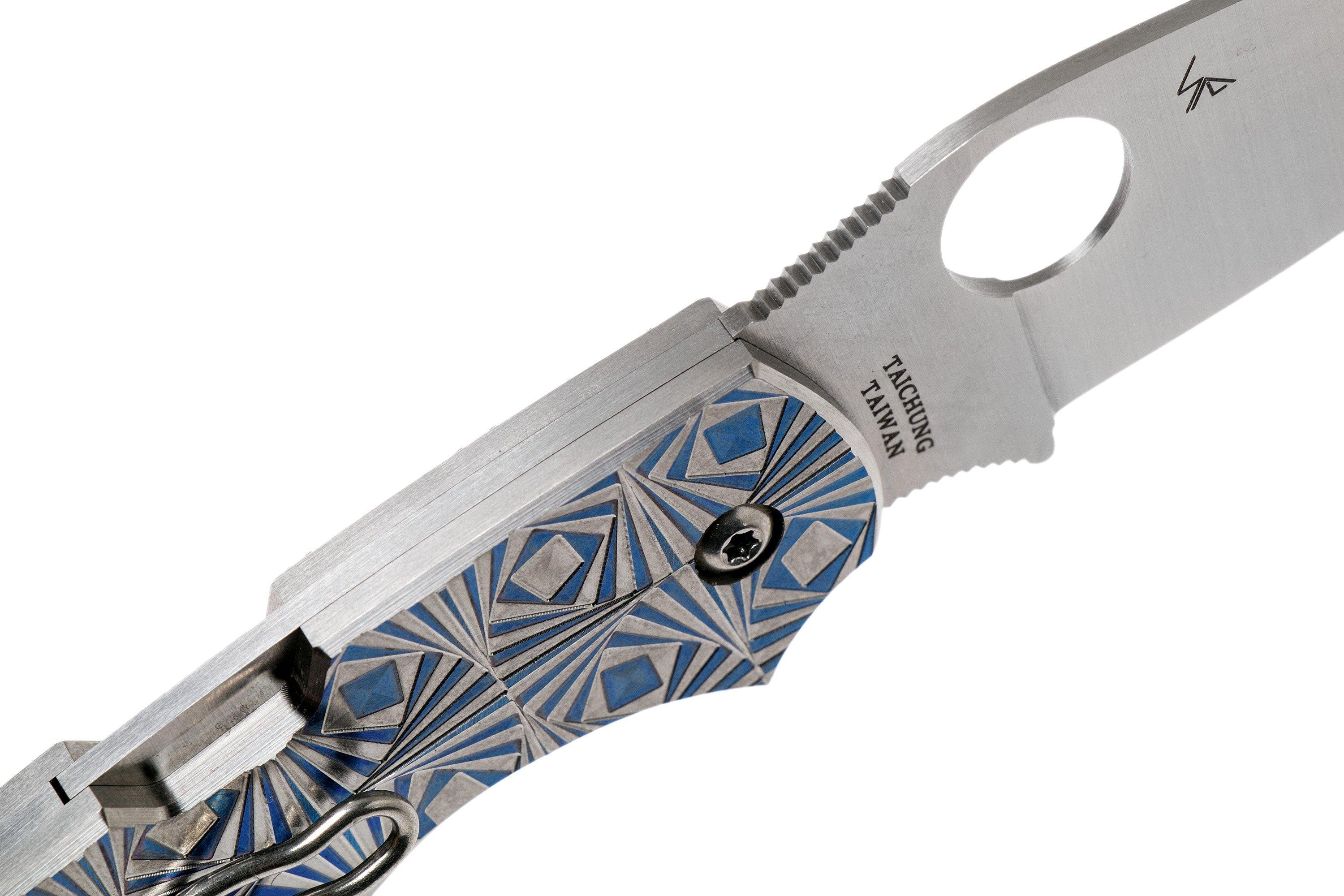 Spyderco Chaparral Blue Stepped Titanium C152STIBLP pocket knife ...