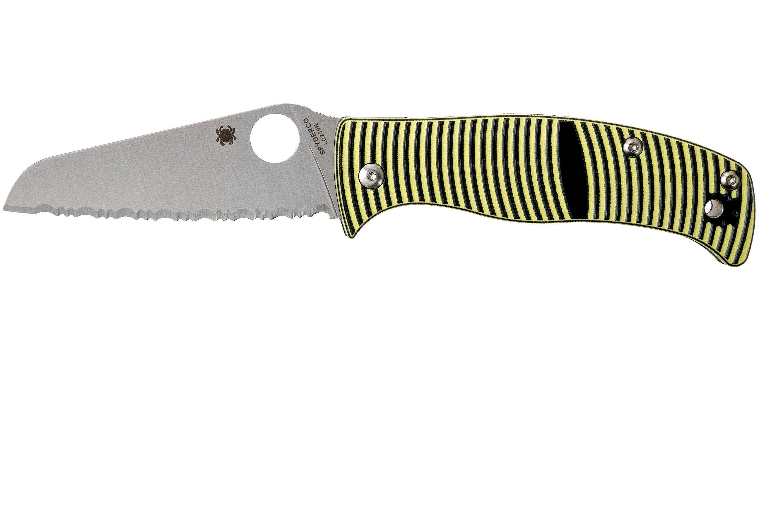 Spyderco Caribbean C217GSSF Sheepfoot serrated pocket knife, Sal ...