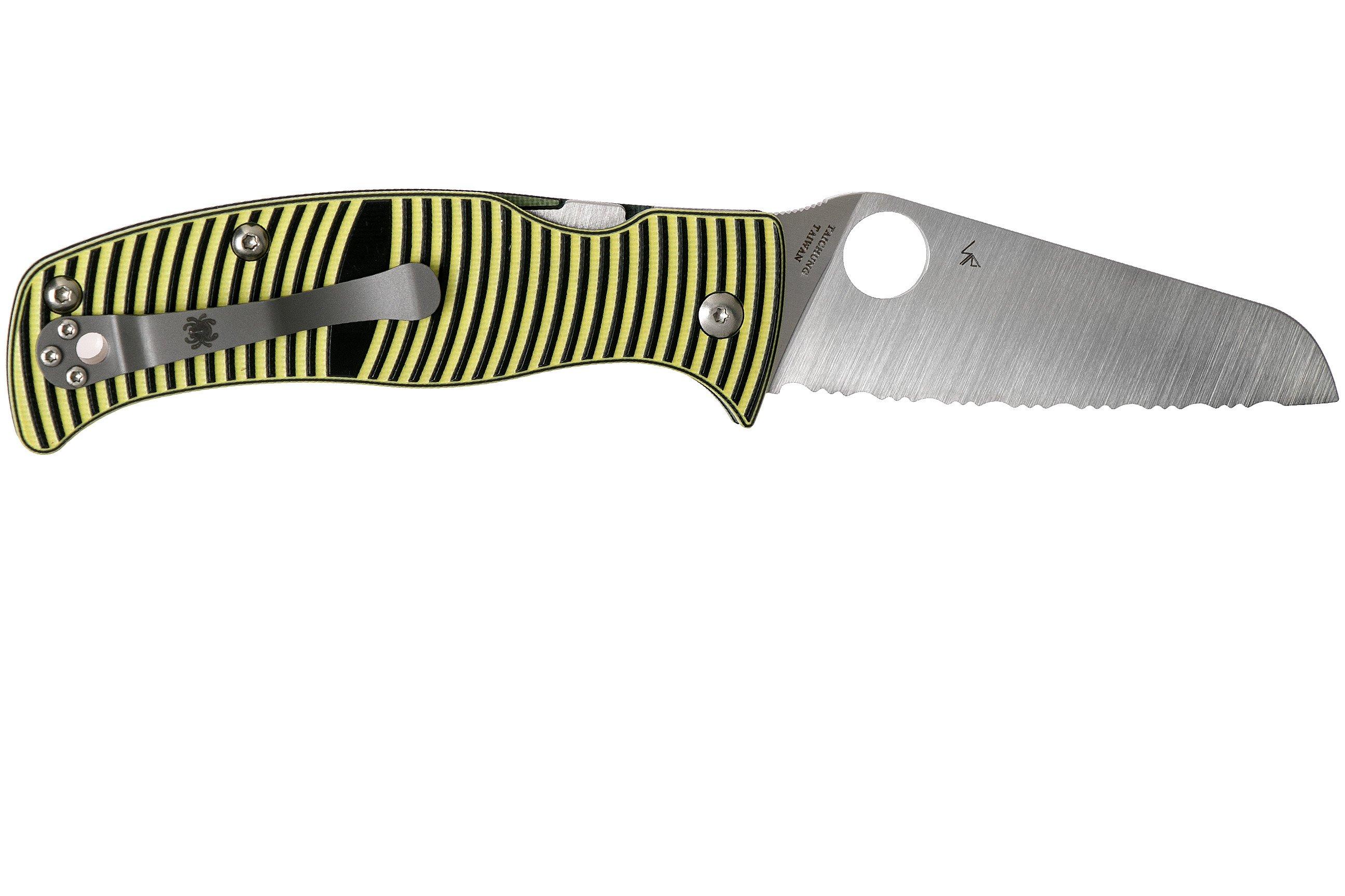 Spyderco Caribbean C217GSSF Sheepfoot serrated pocket knife, Sal ...