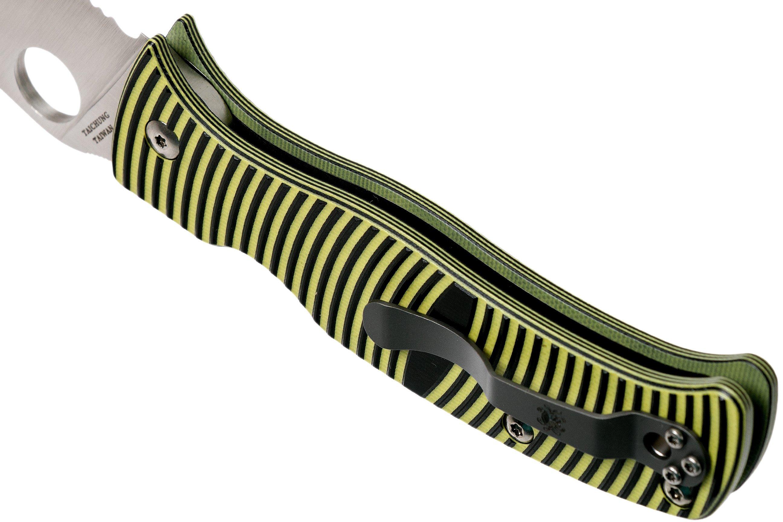 Spyderco Caribbean C217GSSF Sheepfoot serrated pocket knife, Sal ...