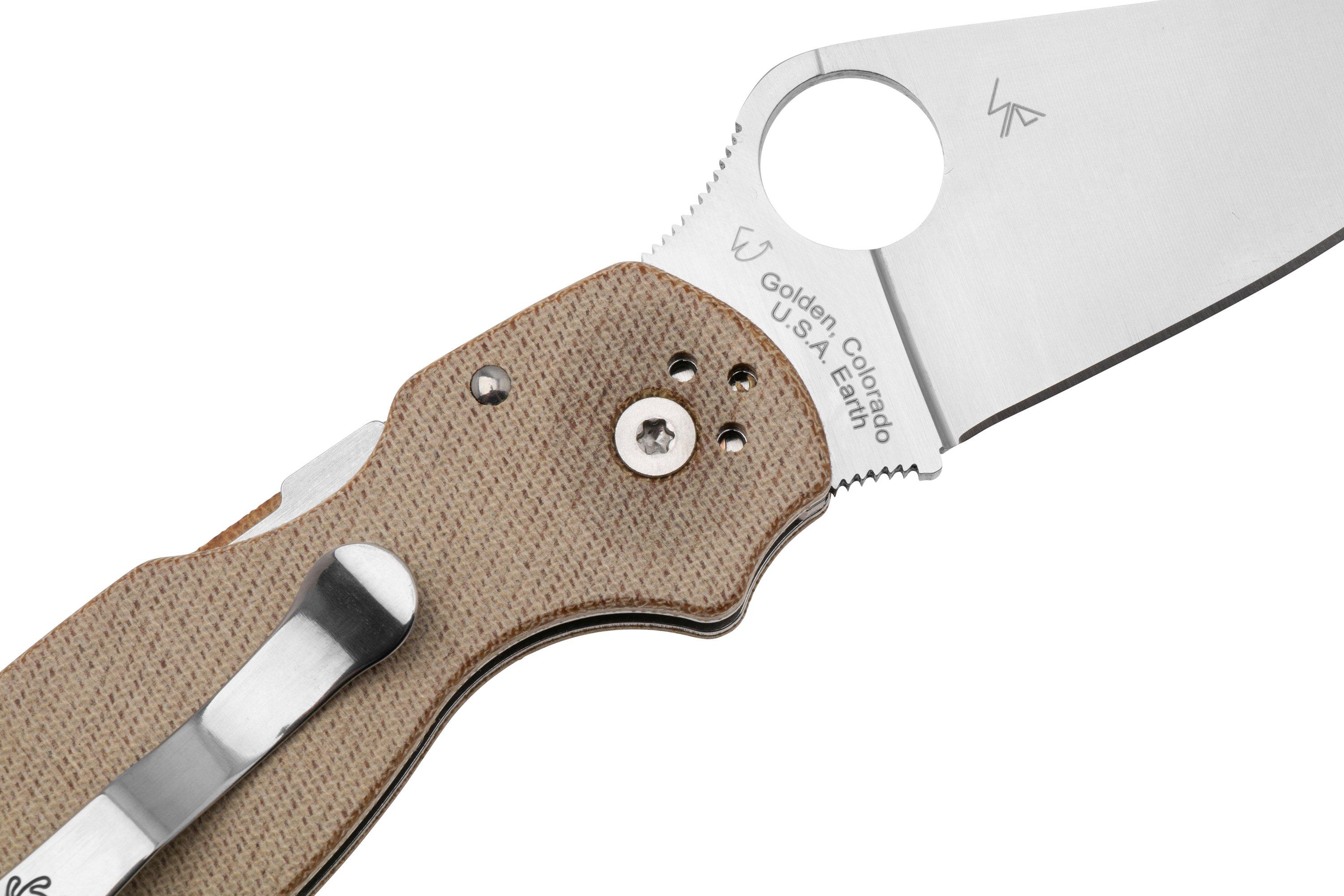 Nóż składany Spyderco Para 3 CPM Cru-Wear C223MPCW Brown Canvas Micarta ...
