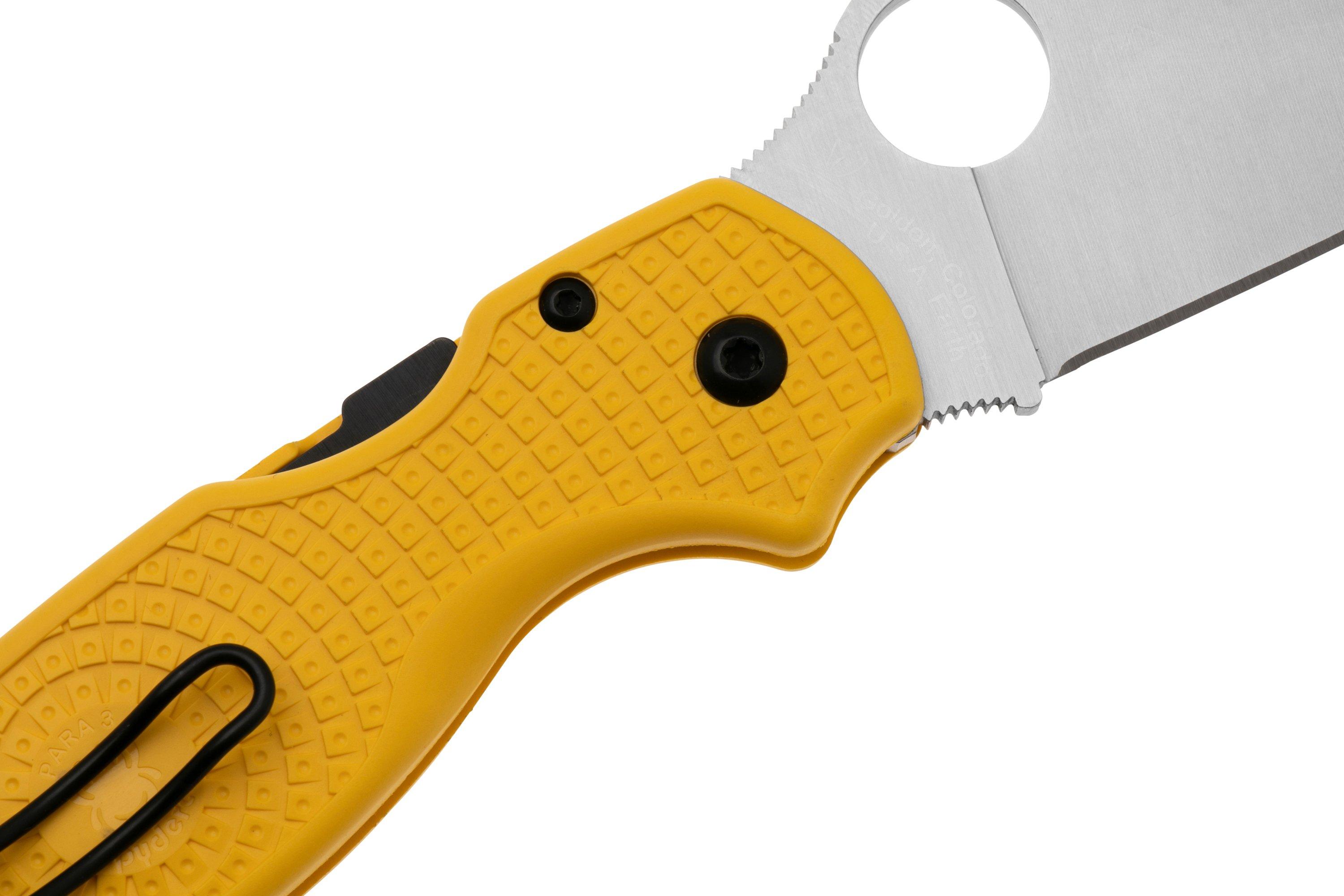 Spyderco Para 3 Salt Lightweight CPM Magnacut C223PYL Yellow FRN ...