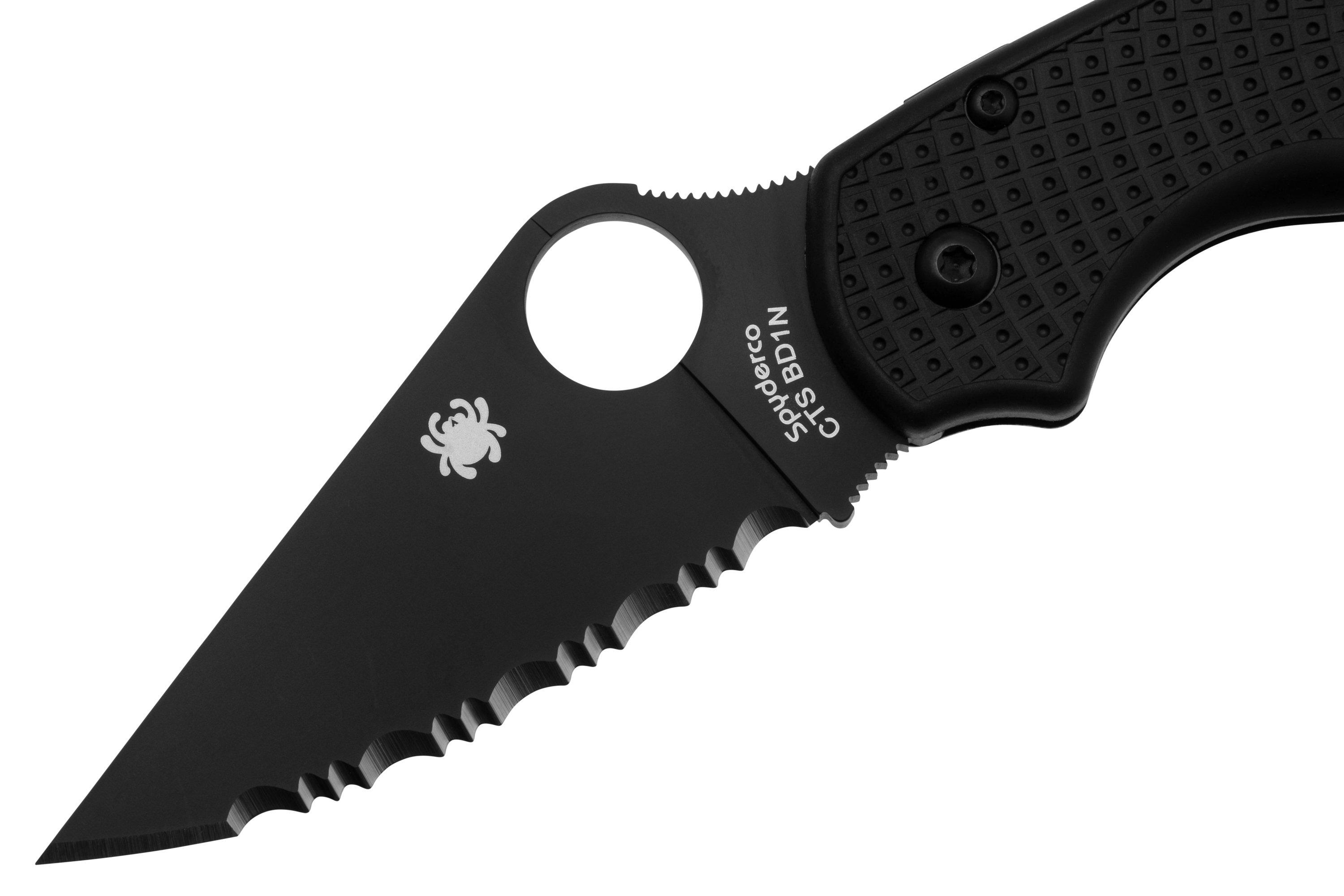Spyderco Para 3 Lightweight Black C223SBBK Black FRN, serrated pocket ...