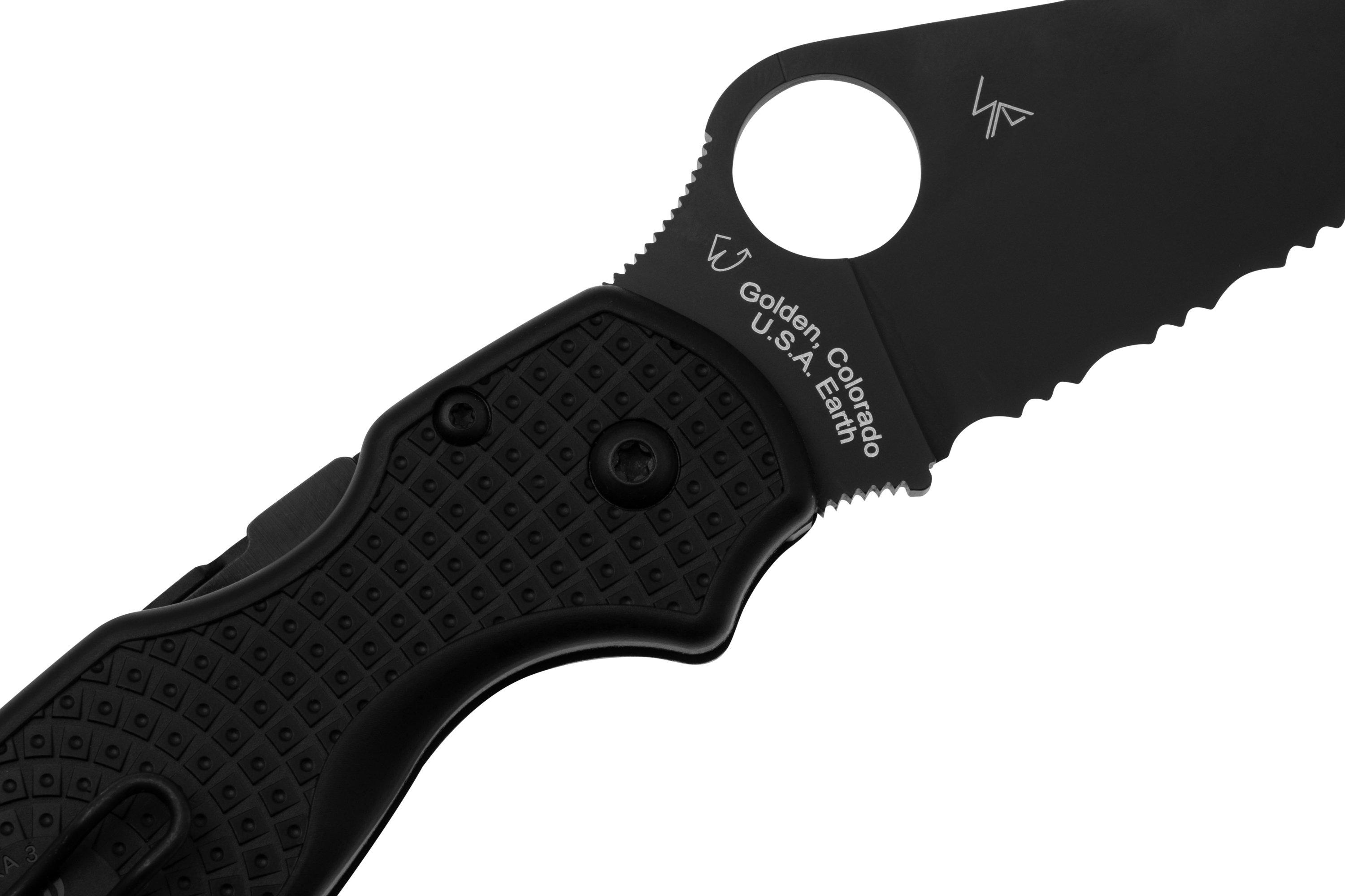 Spyderco Para 3 Lightweight Black C223SBBK Black FRN, serrated pocket ...