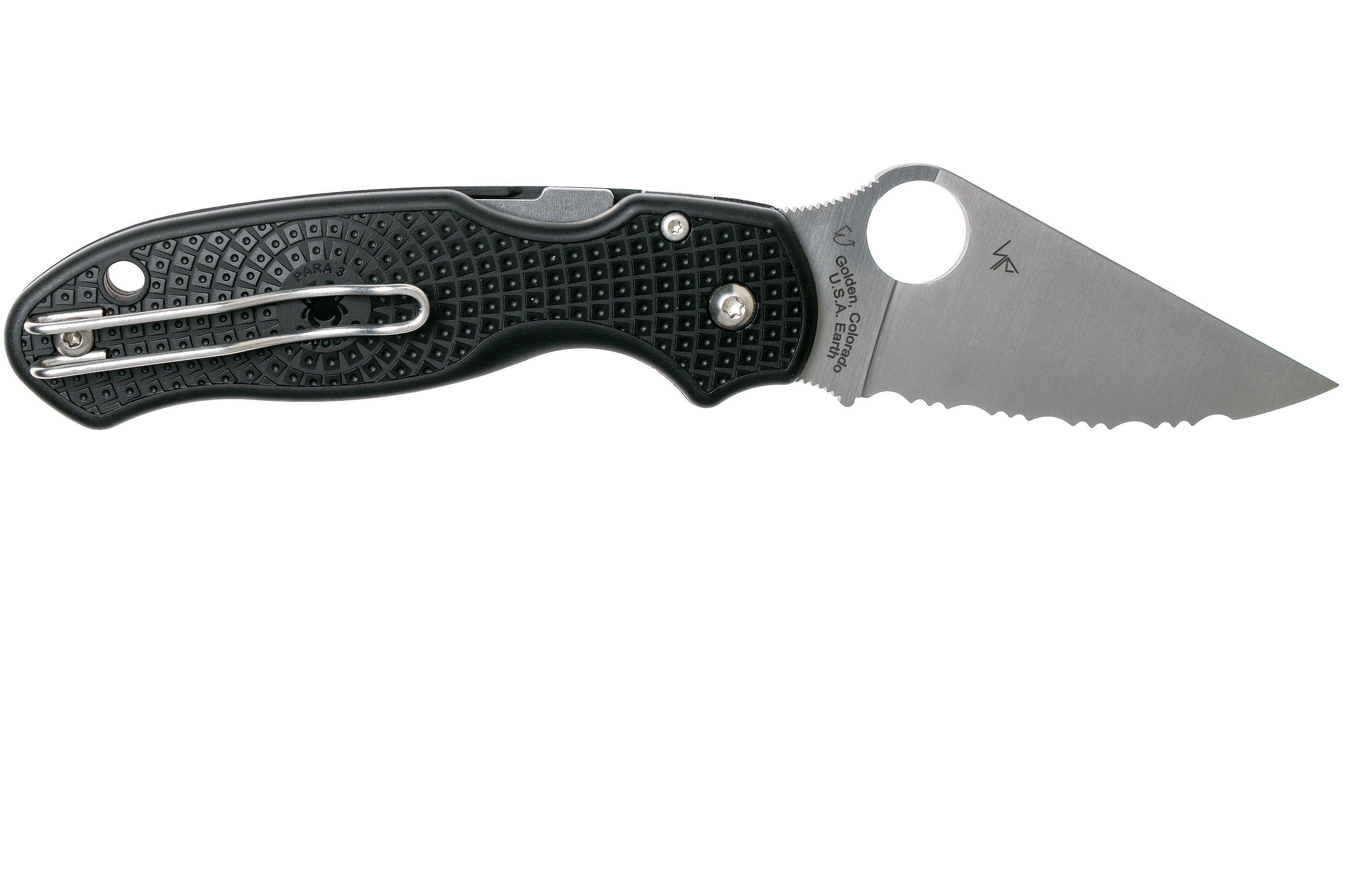 Spyderco Para 3 Light-weight C223PBK serrated FRN CTS-BD1N pocket knife ...