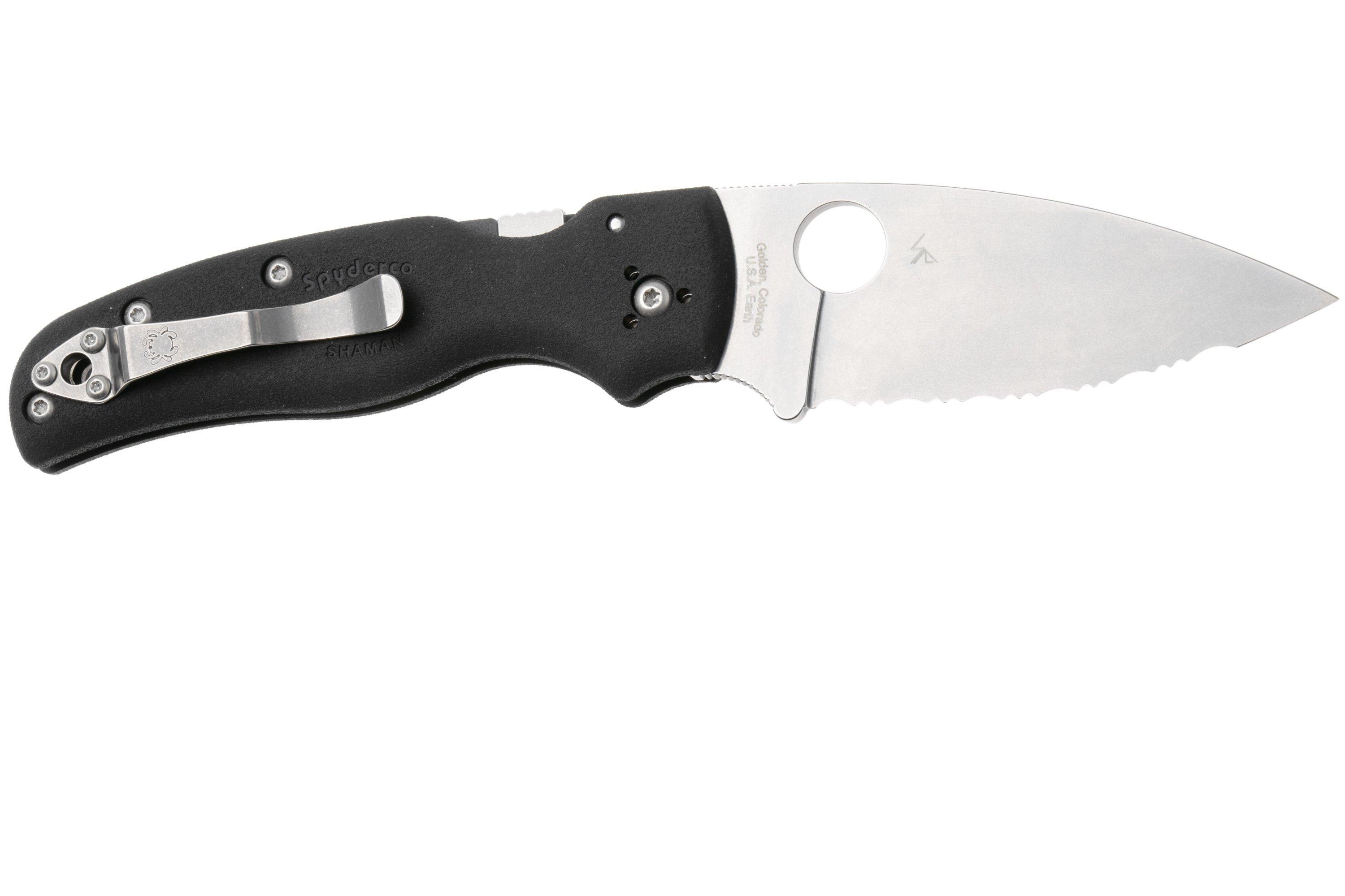 Spyderco Shaman Lightweight C229SBK CTS-BD1N, Black FRN, serrated ...