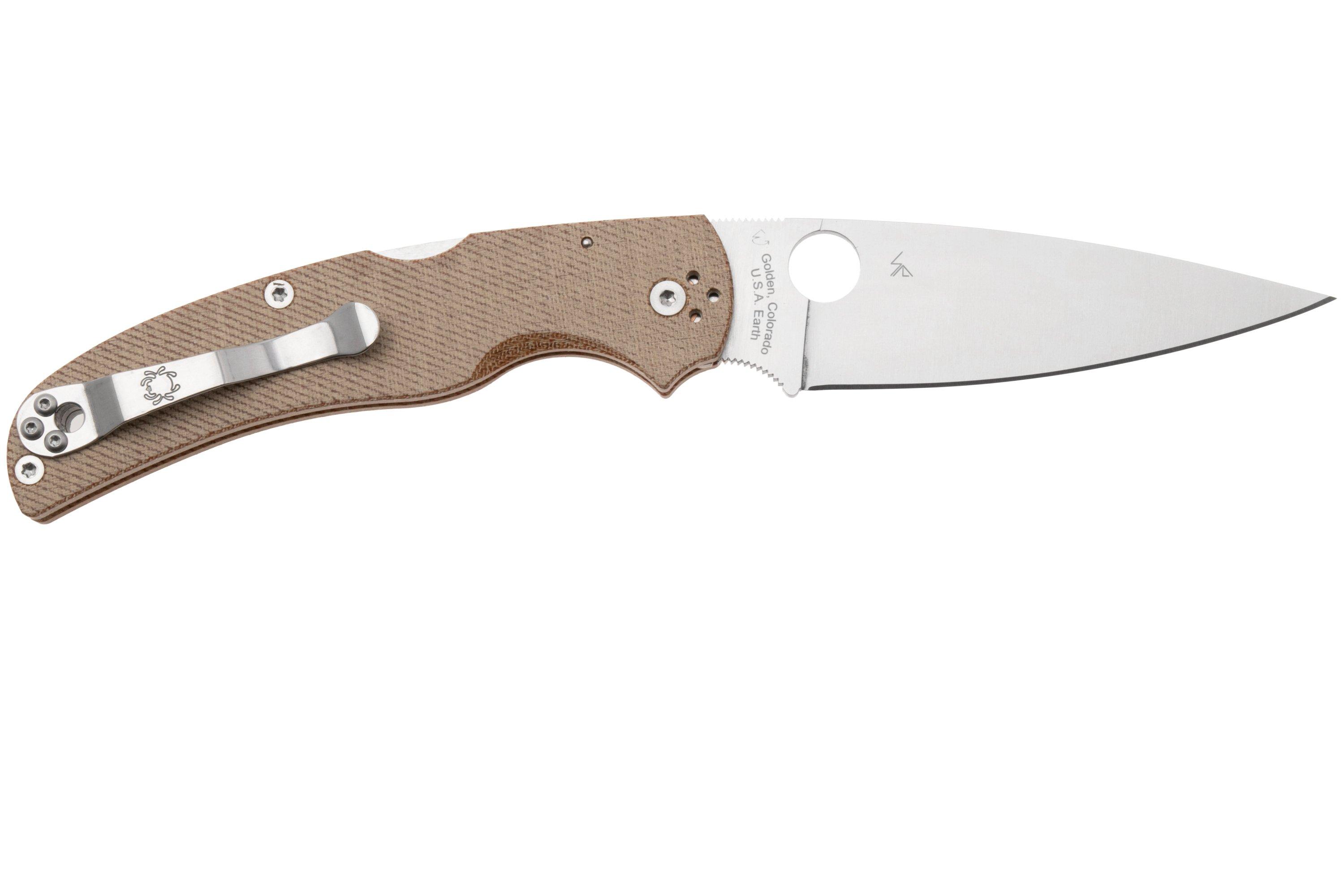 Spyderco Native Chief CPM Cru-Wear C244MPCW Brown Canvas Micarta pocket ...