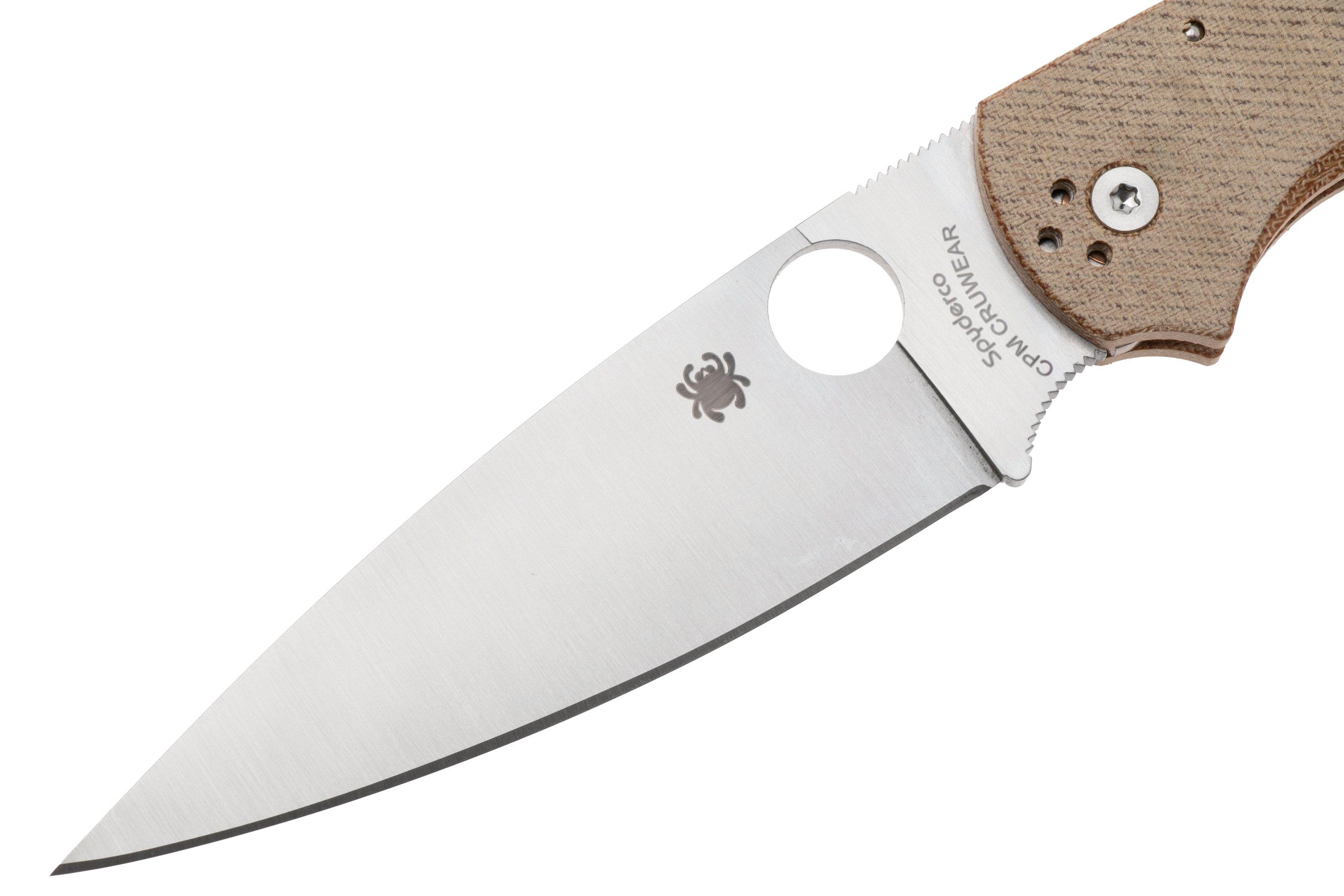 Spyderco Native Chief CPM Cru-Wear C244MPCW Brown Canvas Micarta pocket ...