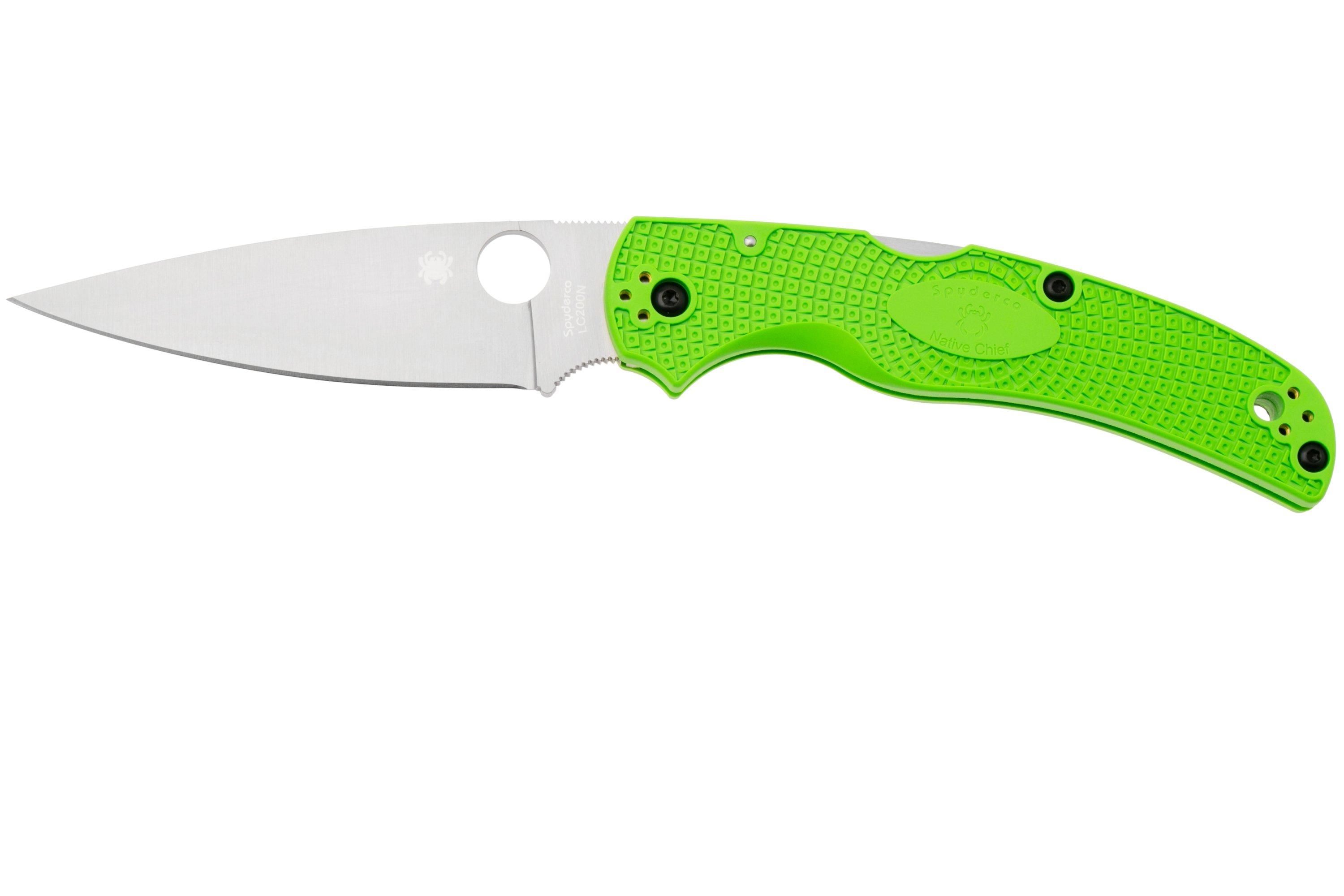 Spyderco Native Chief Salt Lightweight LC200N C244PGR Green FRN, pocket ...