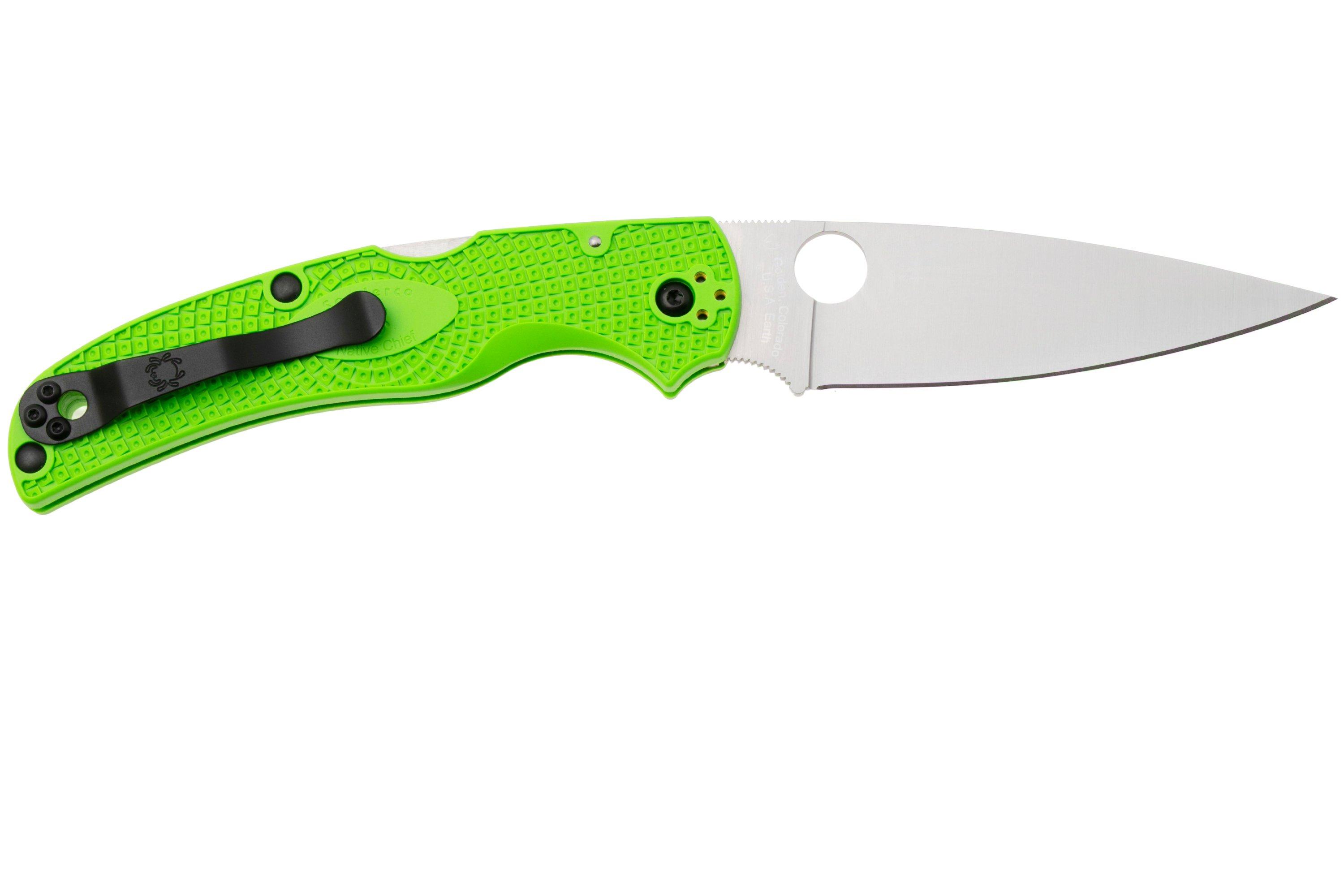 Spyderco Native Chief Salt Lightweight LC200N C244PGR Green FRN, pocket ...