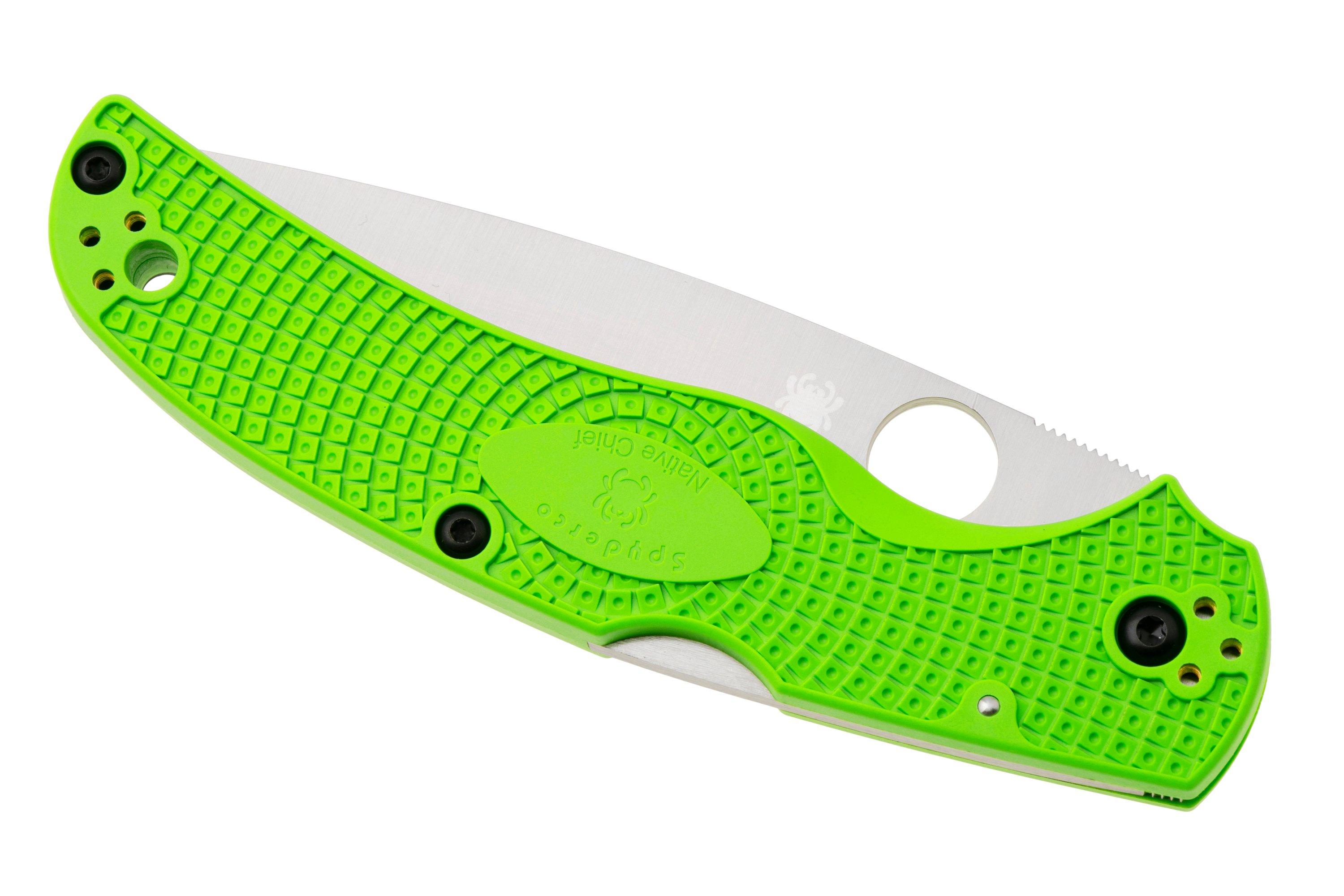 Spyderco Native Chief Salt Lightweight LC200N C244PGR Green FRN, pocket ...