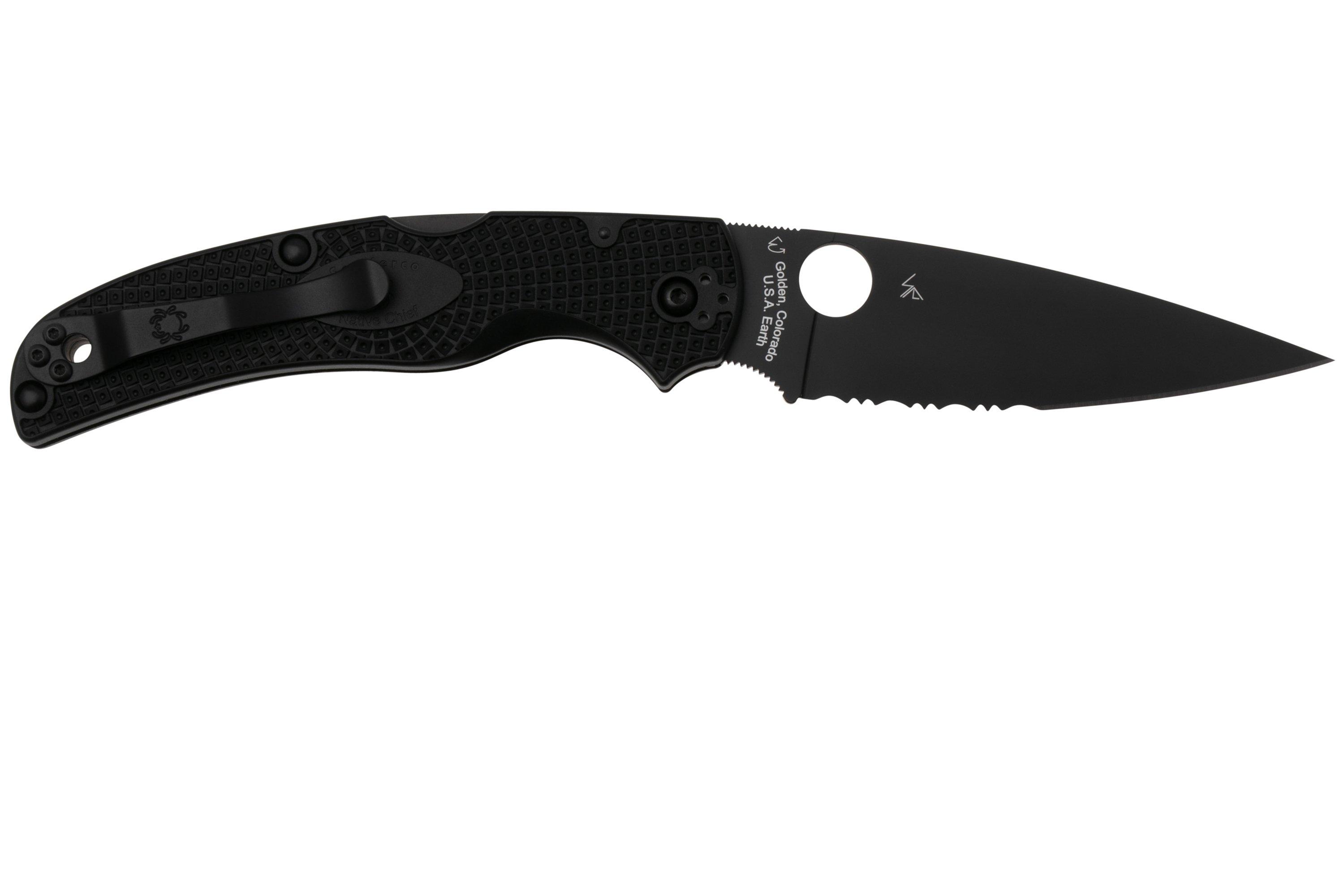 Spyderco Native Chief Lightweight Black C244PSBBK partly serrated ...