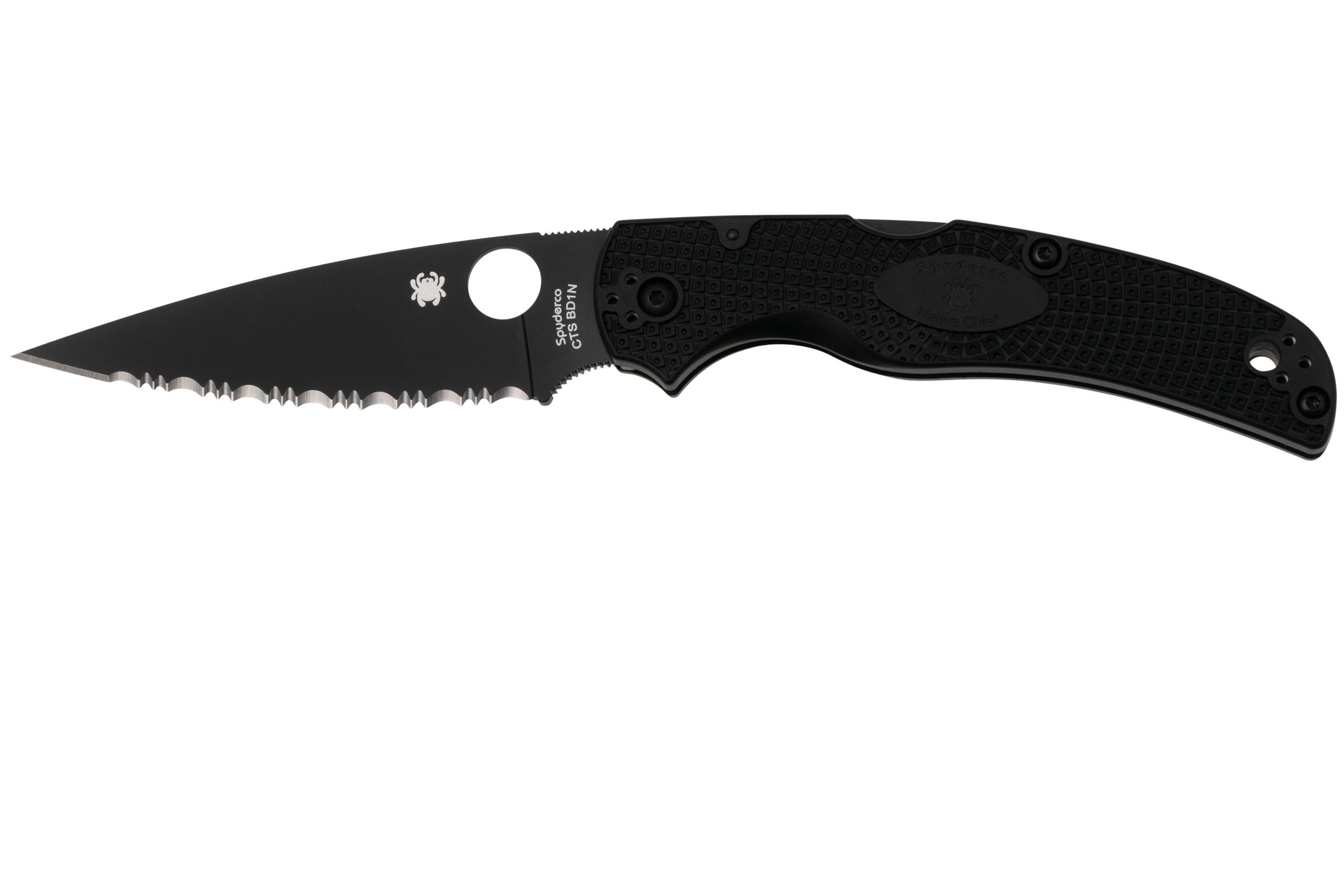 Spyderco Native Chief Lightweight Black C244SBBK serrated pocket knife ...