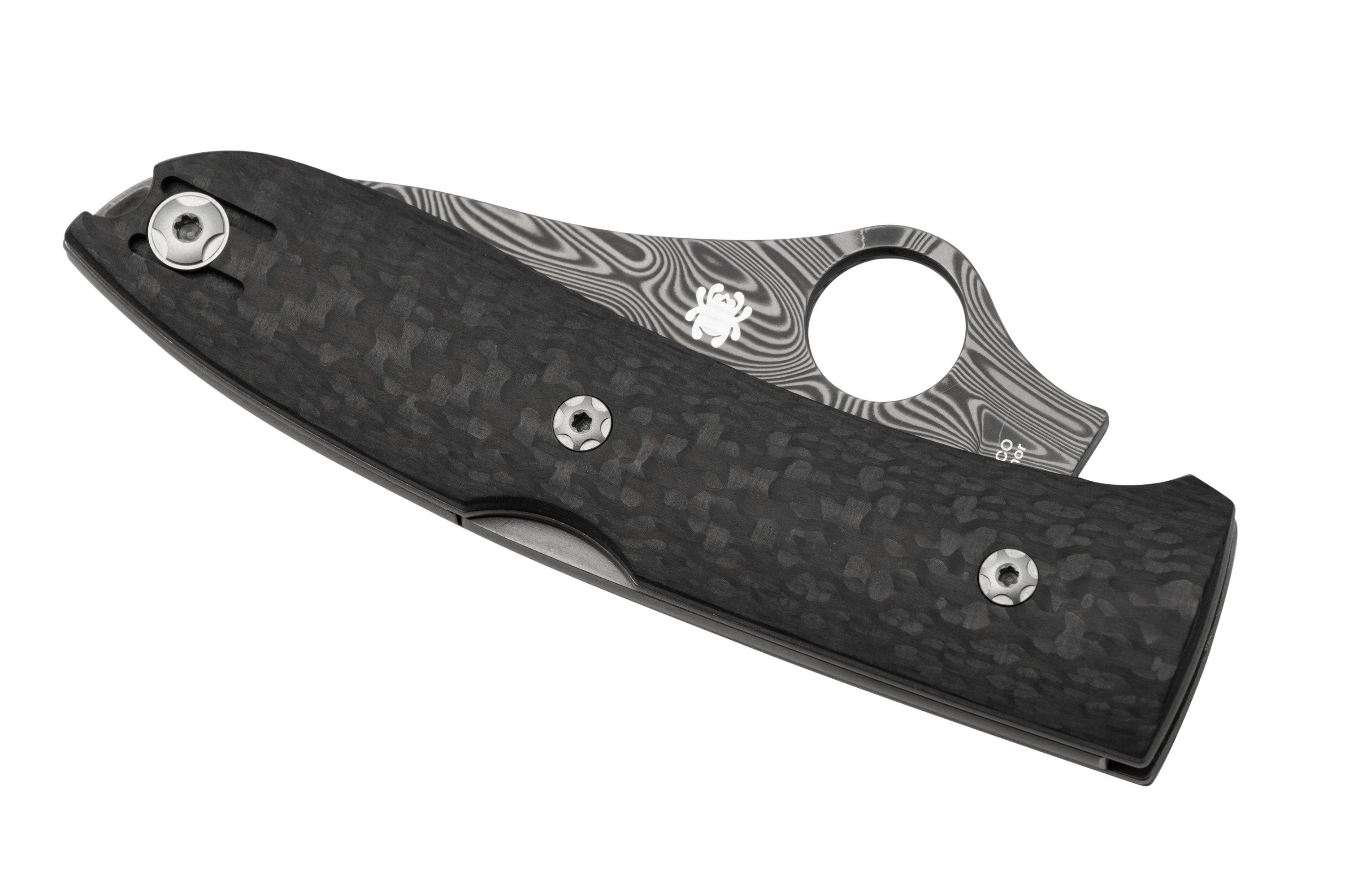 Spyderco SpyOpera C255CFPD Carbon Fiber, Damasteel, Sprint Run pocket ...