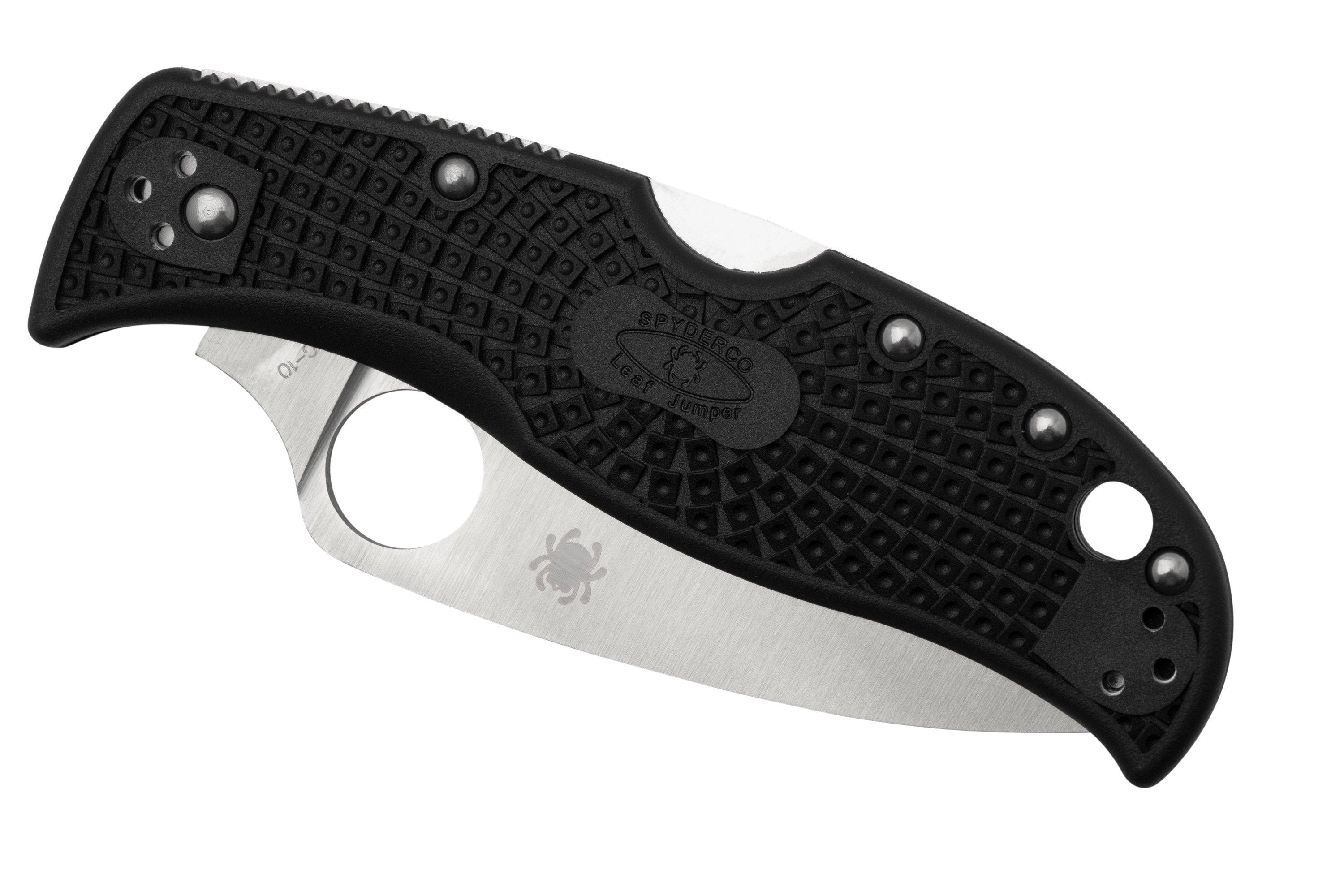 Spyderco LeafJumper Lightweight C262PBK, Satin VG-10, Black FRN pocket ...
