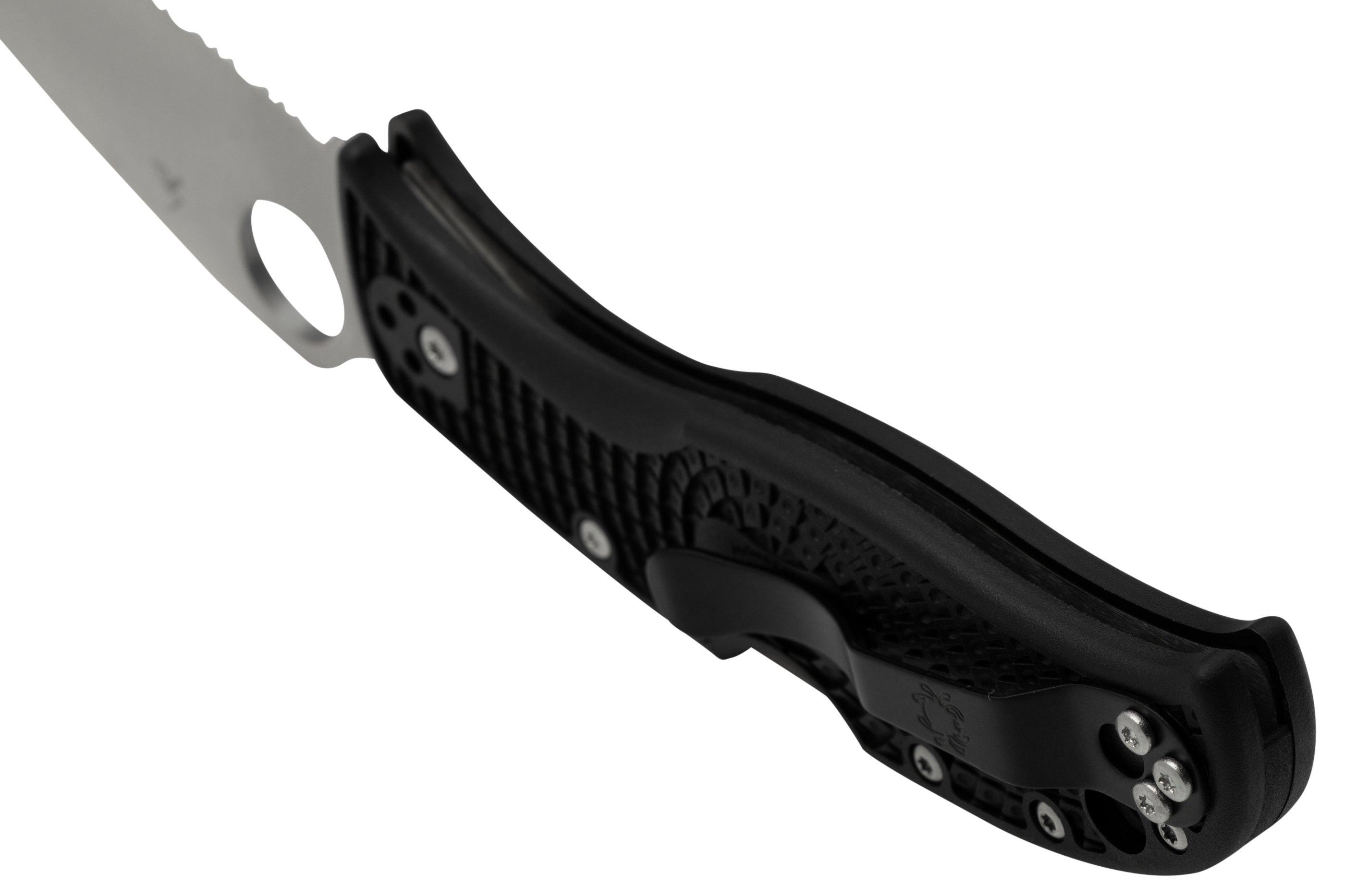 Spyderco LeafJumper Lightweight C262SBK, Serrated Satin VG-10, Black ...