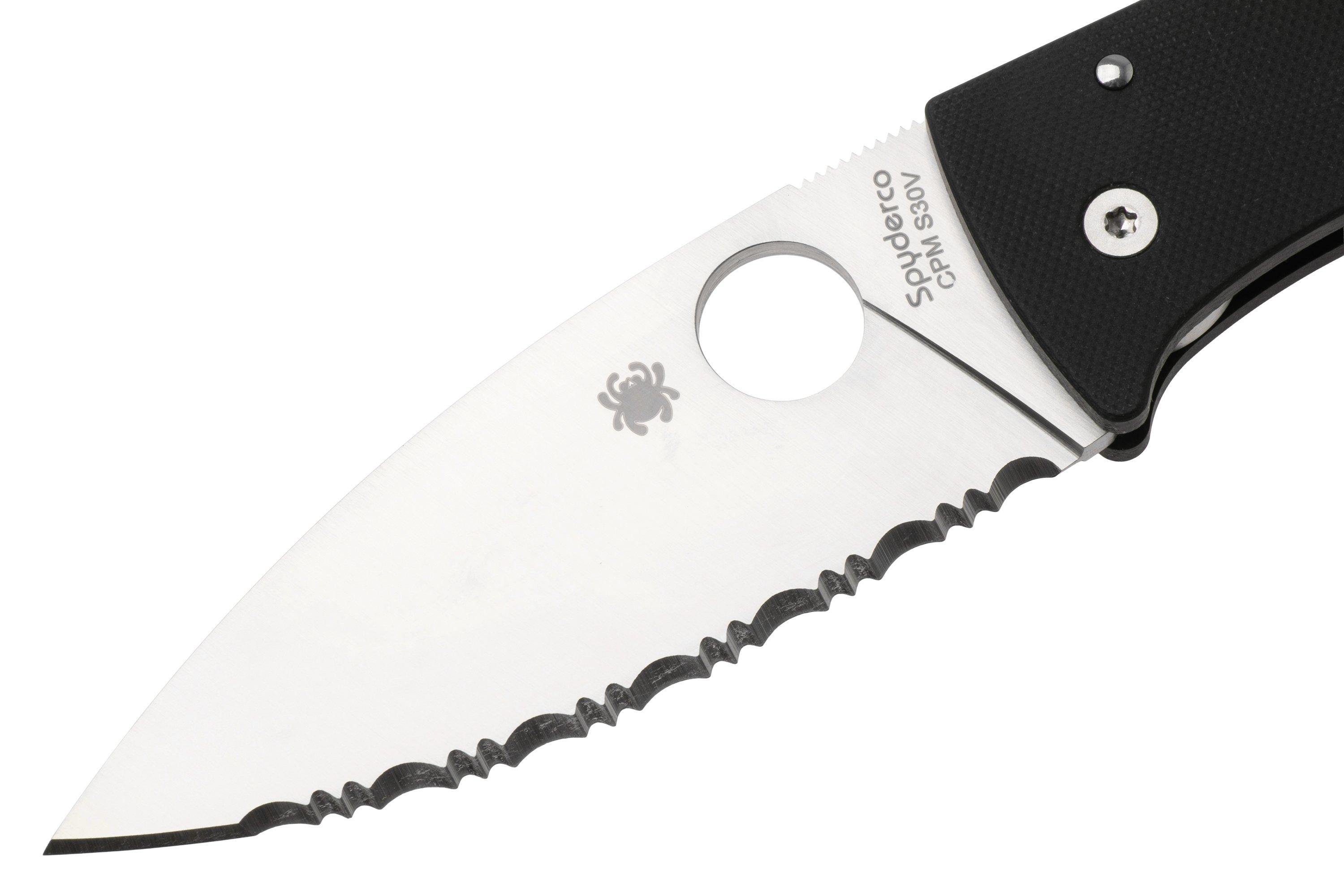 Spyderco Bodacious C263GS Black G10 coltello da tasca dentellato, Sal ...