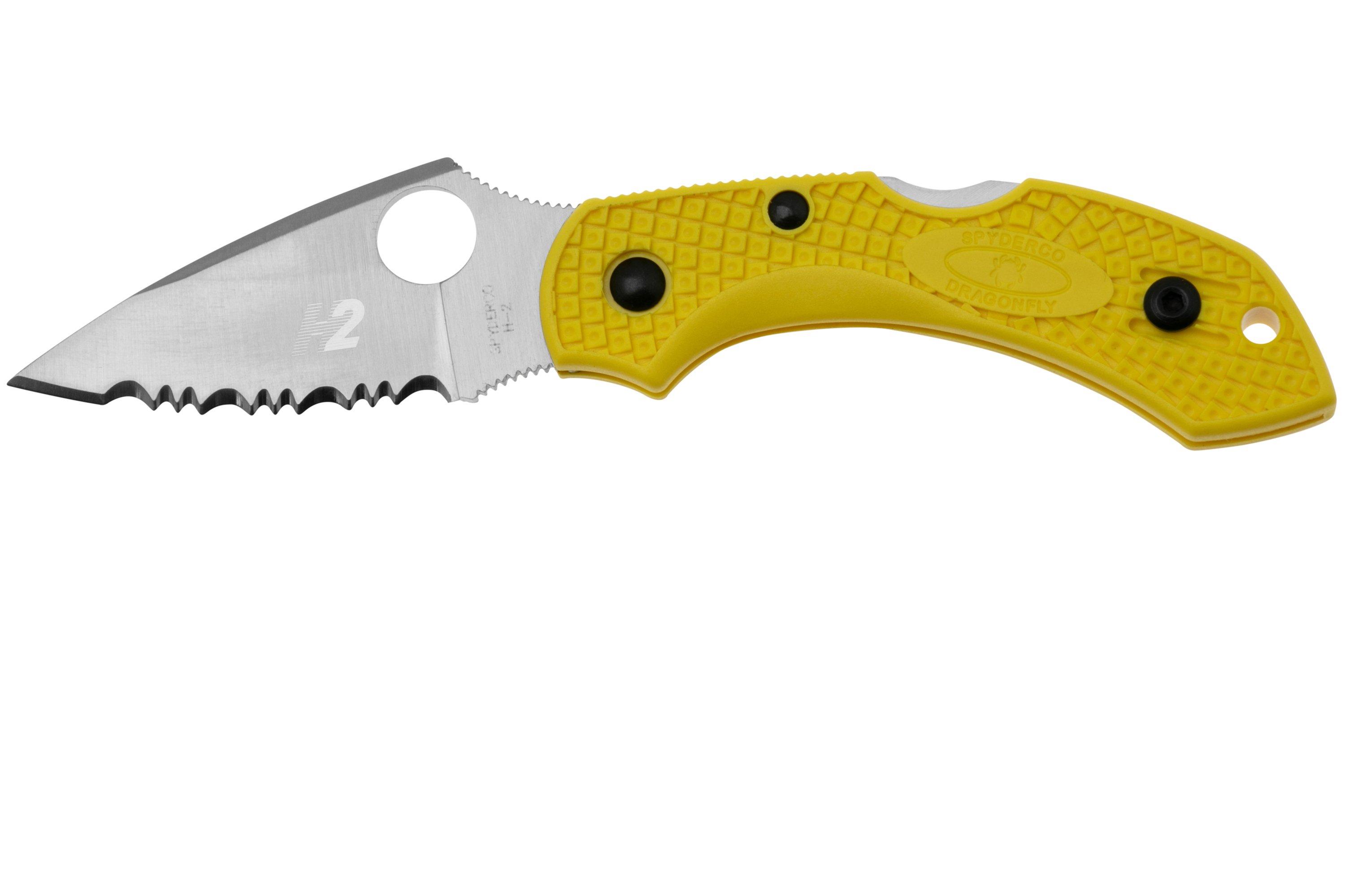 Spyderco Dragonfly 2 Salt H-2 C28SYL2 Yellow FRN, serrated zakmes ...