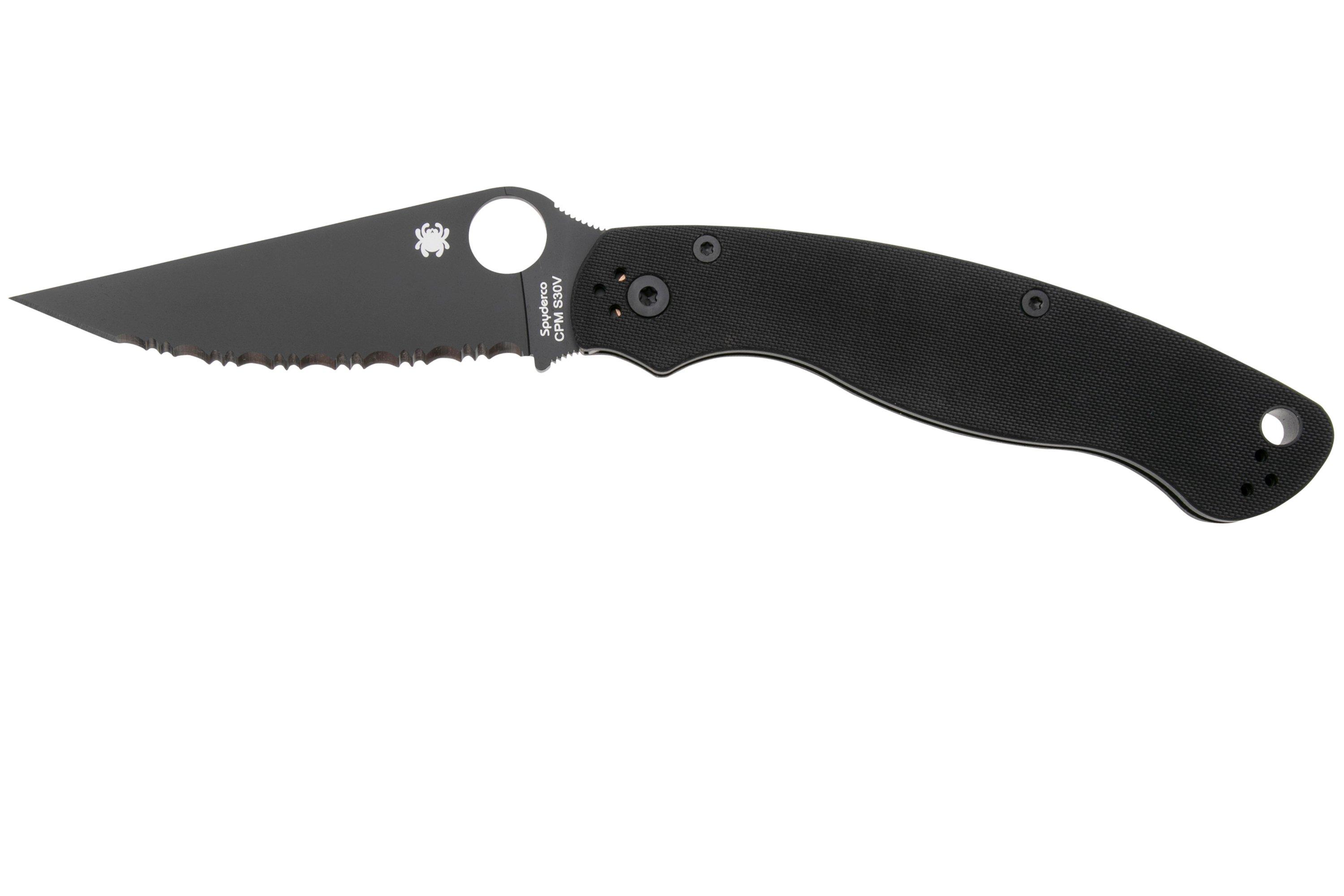 Spyderco Military 2 Black C36GSBK2 Black G10, serrated pocket knife ...