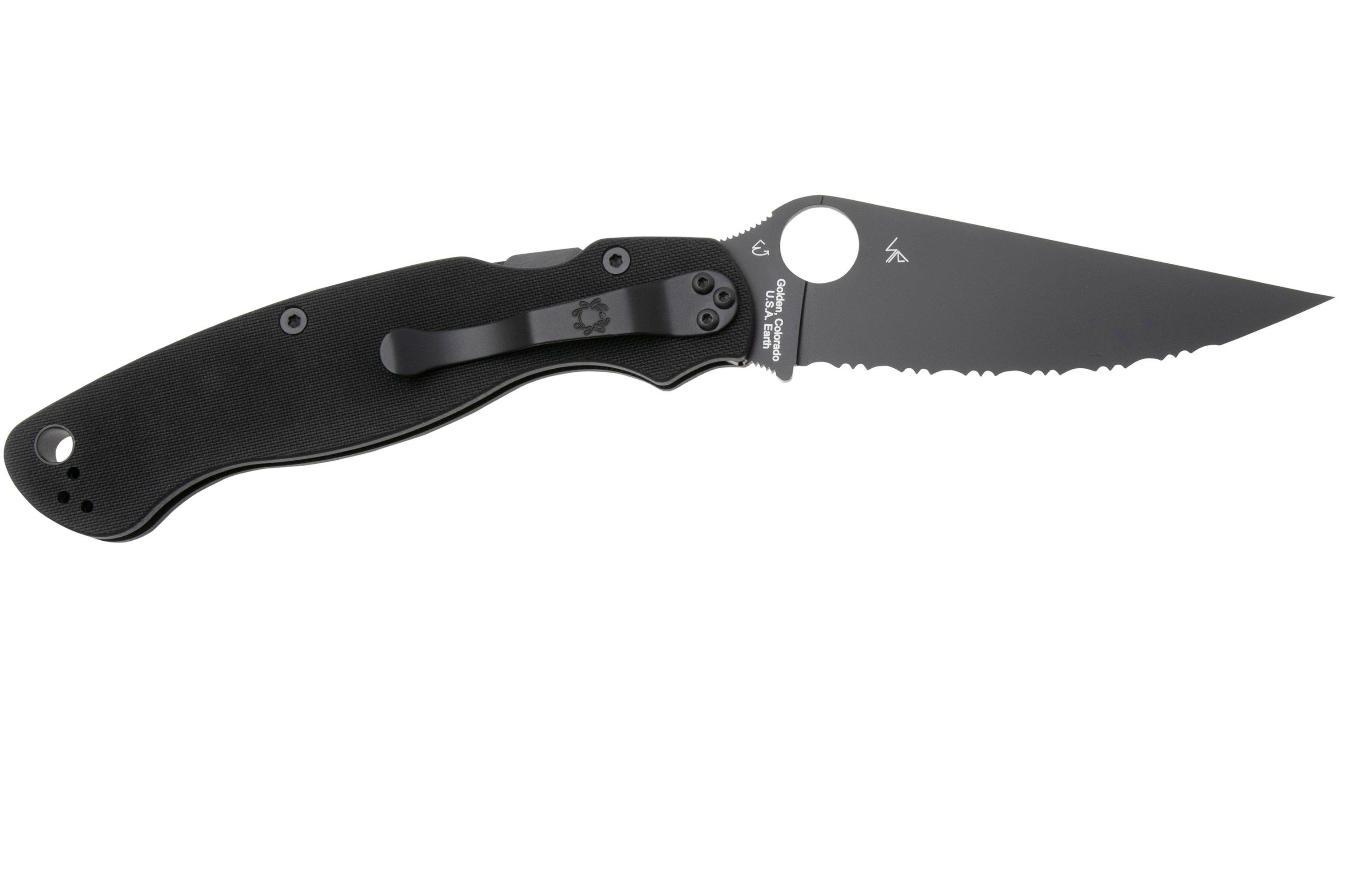 Spyderco Military 2 Black C36GSBK2 Black G10, serrated pocket knife ...
