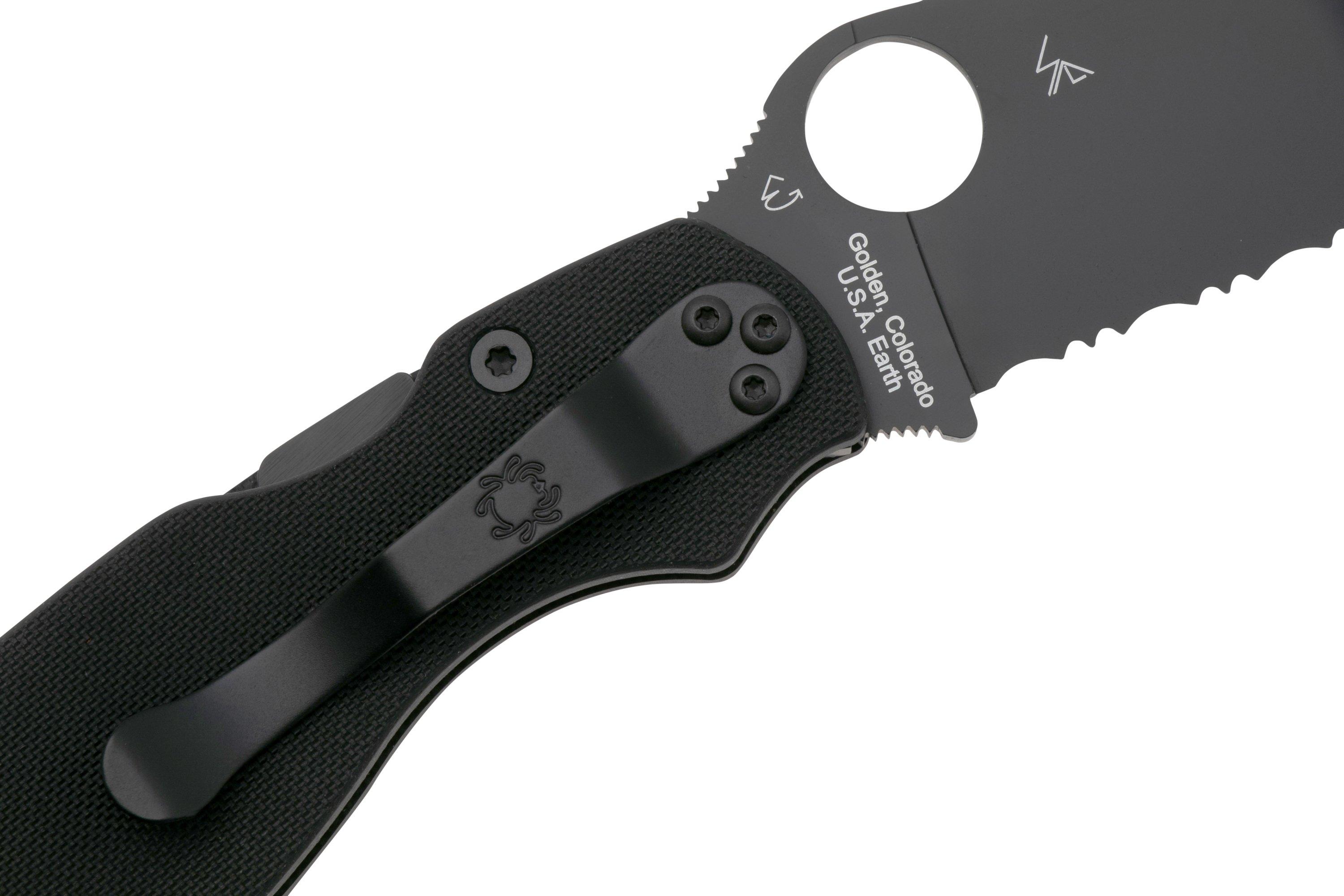 Spyderco Military 2 Black C36GSBK2 Black G10, serrated pocket knife ...